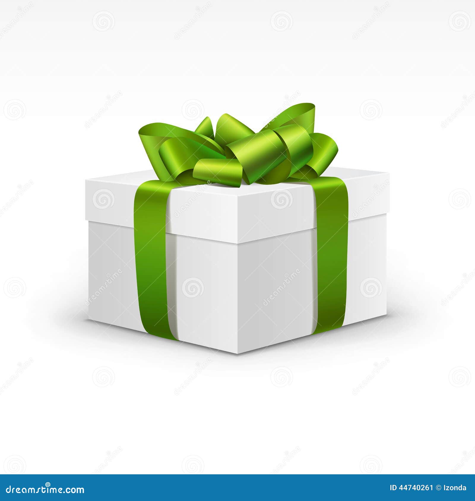 White Gift Box with Light Green Ribbon Isolated Stock Vector ...