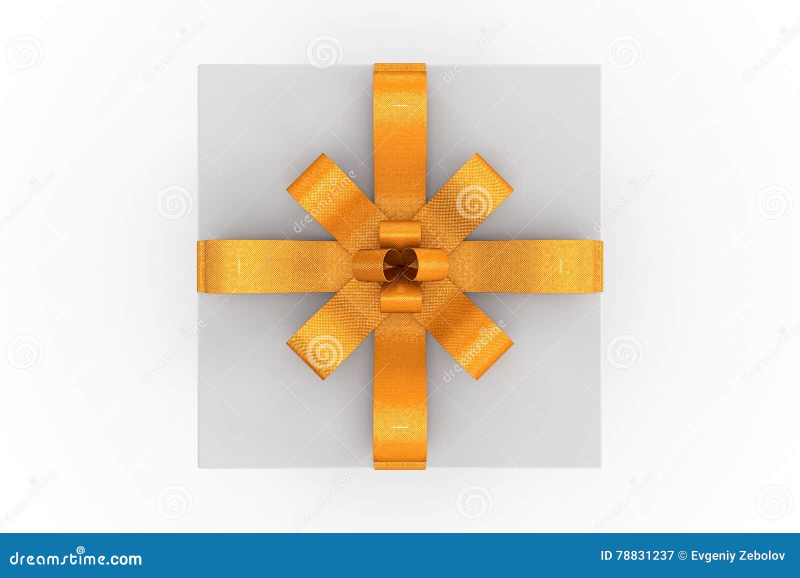 White Gift Box with Orange Ribbon Bow Stock Illustration - Illustration ...