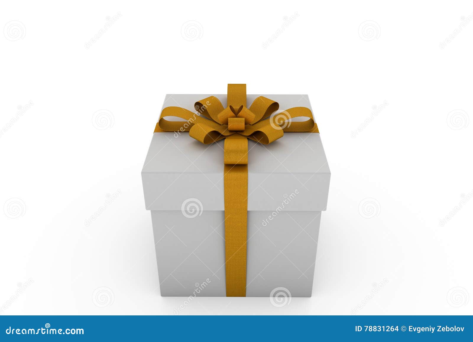 White Gift Box with Orange Ribbon Bow Stock Illustration - Illustration ...