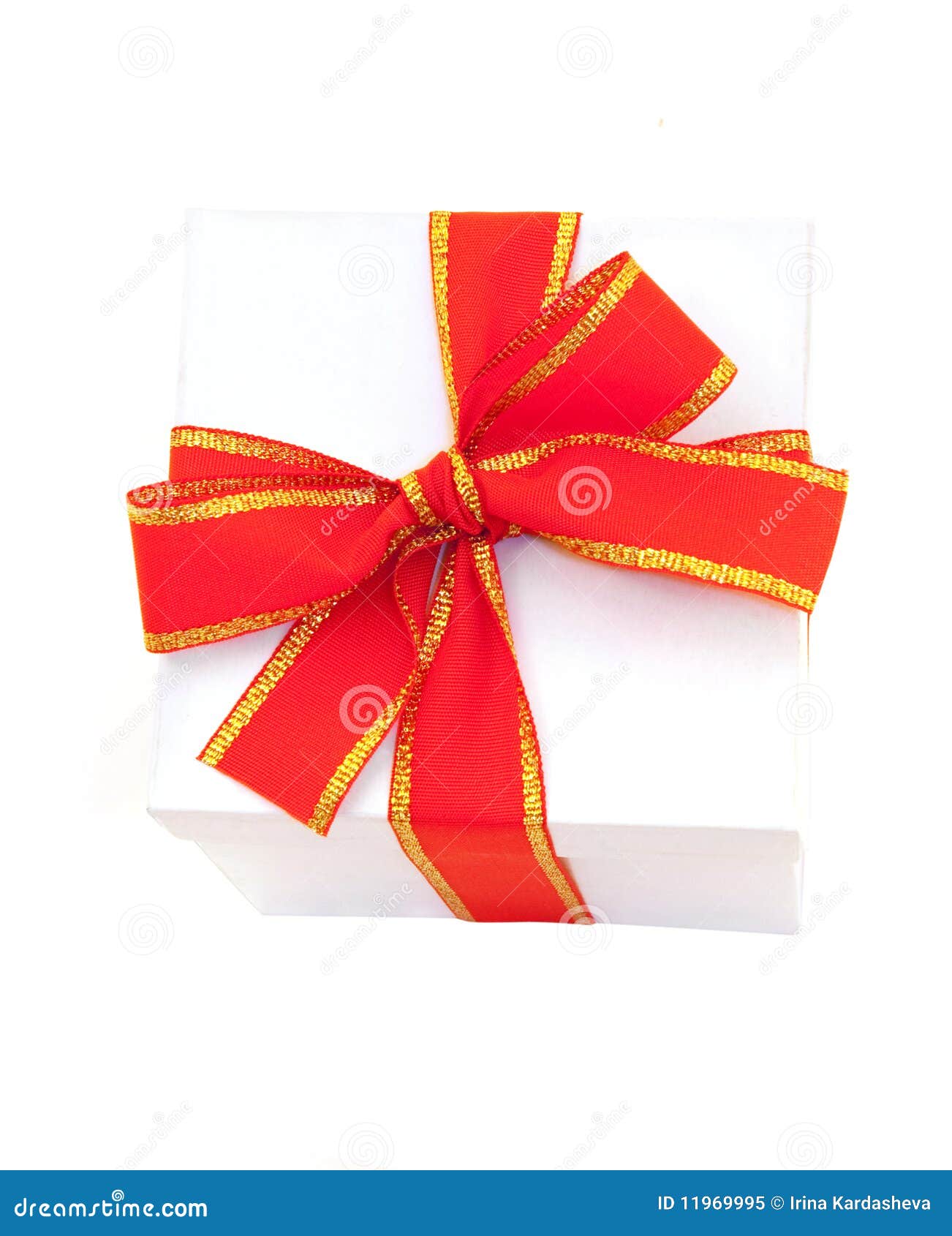 White Gift Box Packed Satin Red Bow Stock Image - Image of surprise ...