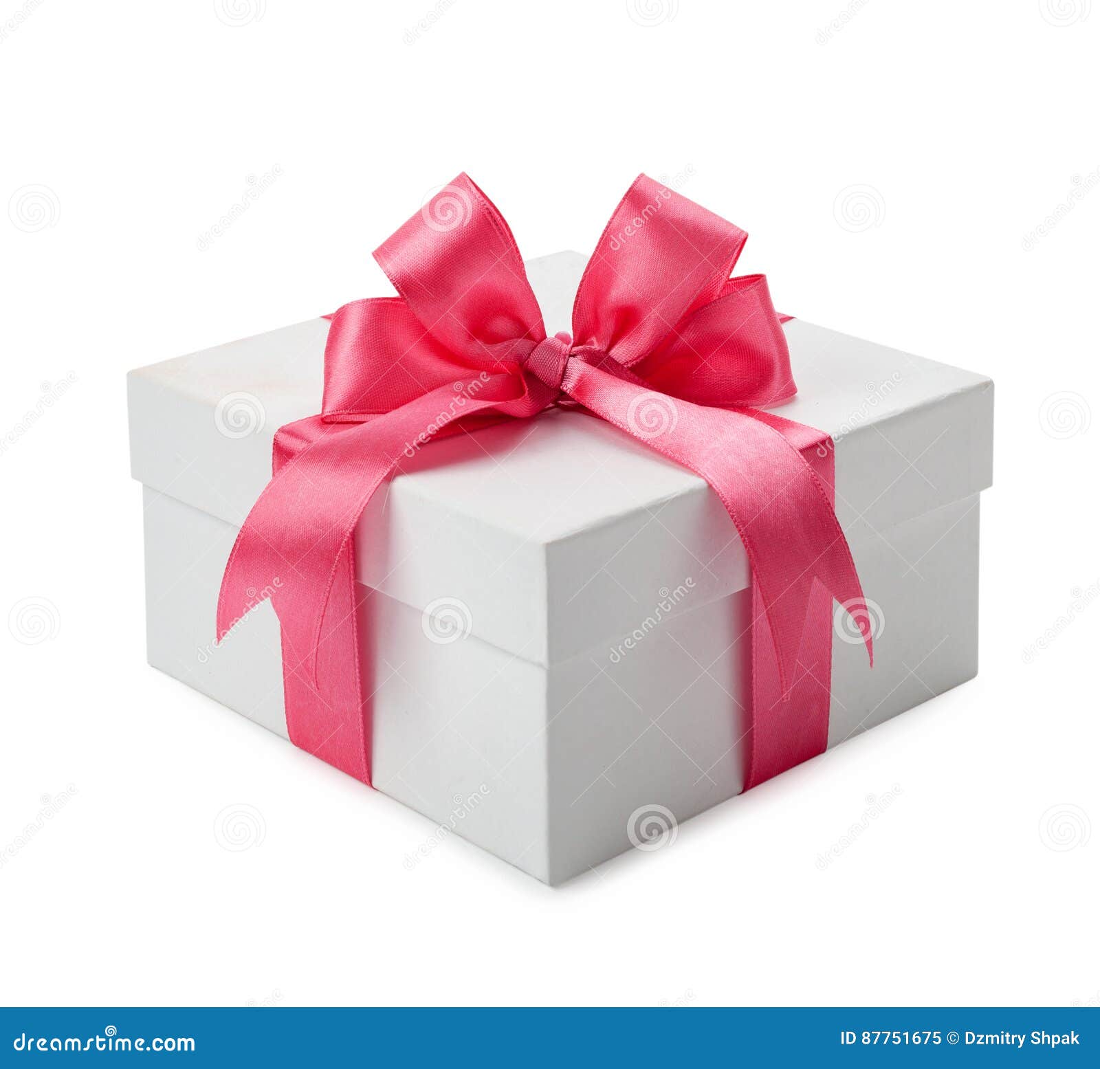 White Gift Box with Pink Bow Isolated Stock Image - Image of holiday ...