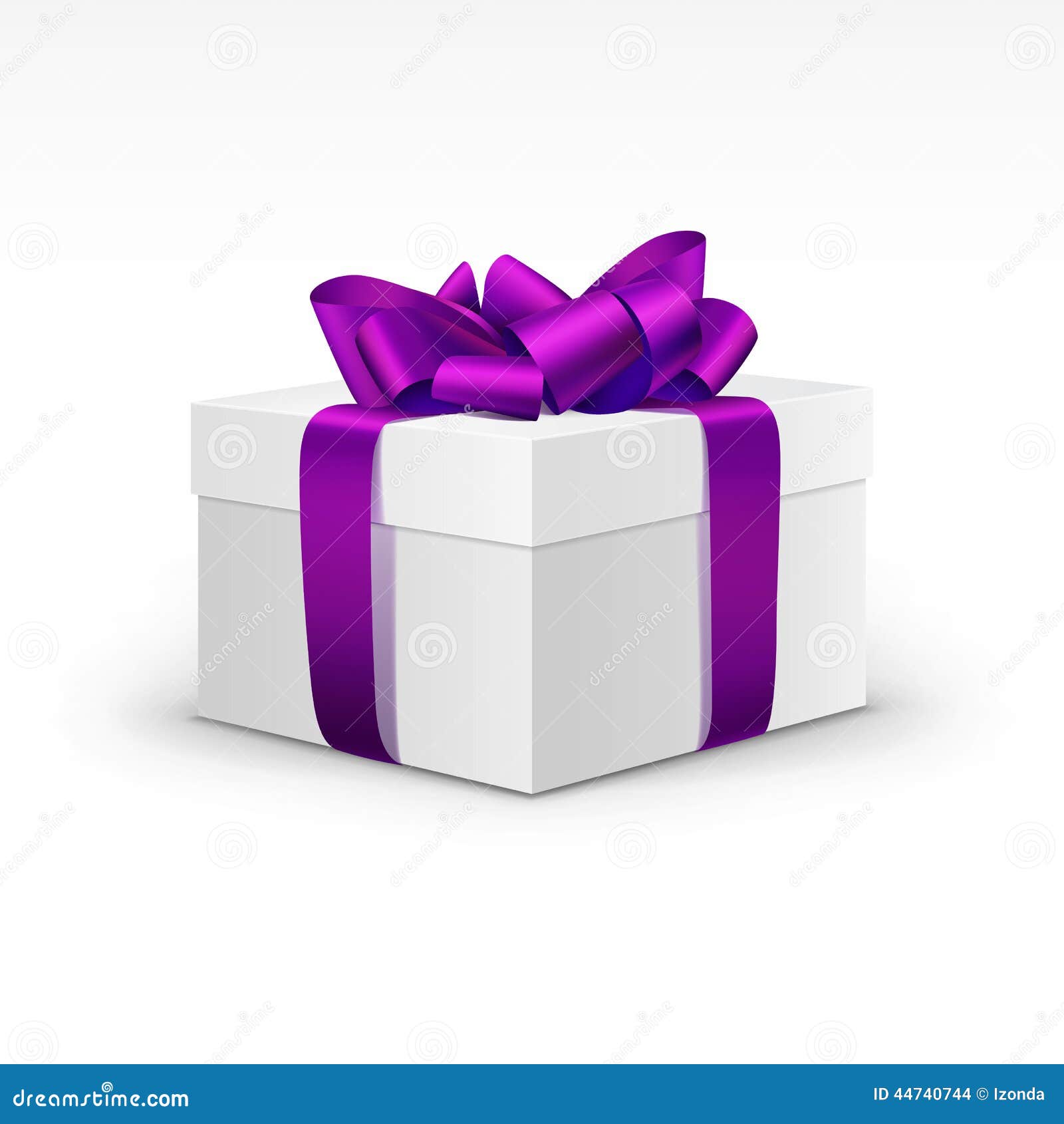 White Gift Box with Purple Violet Ribbon Isolated Stock Vector ...