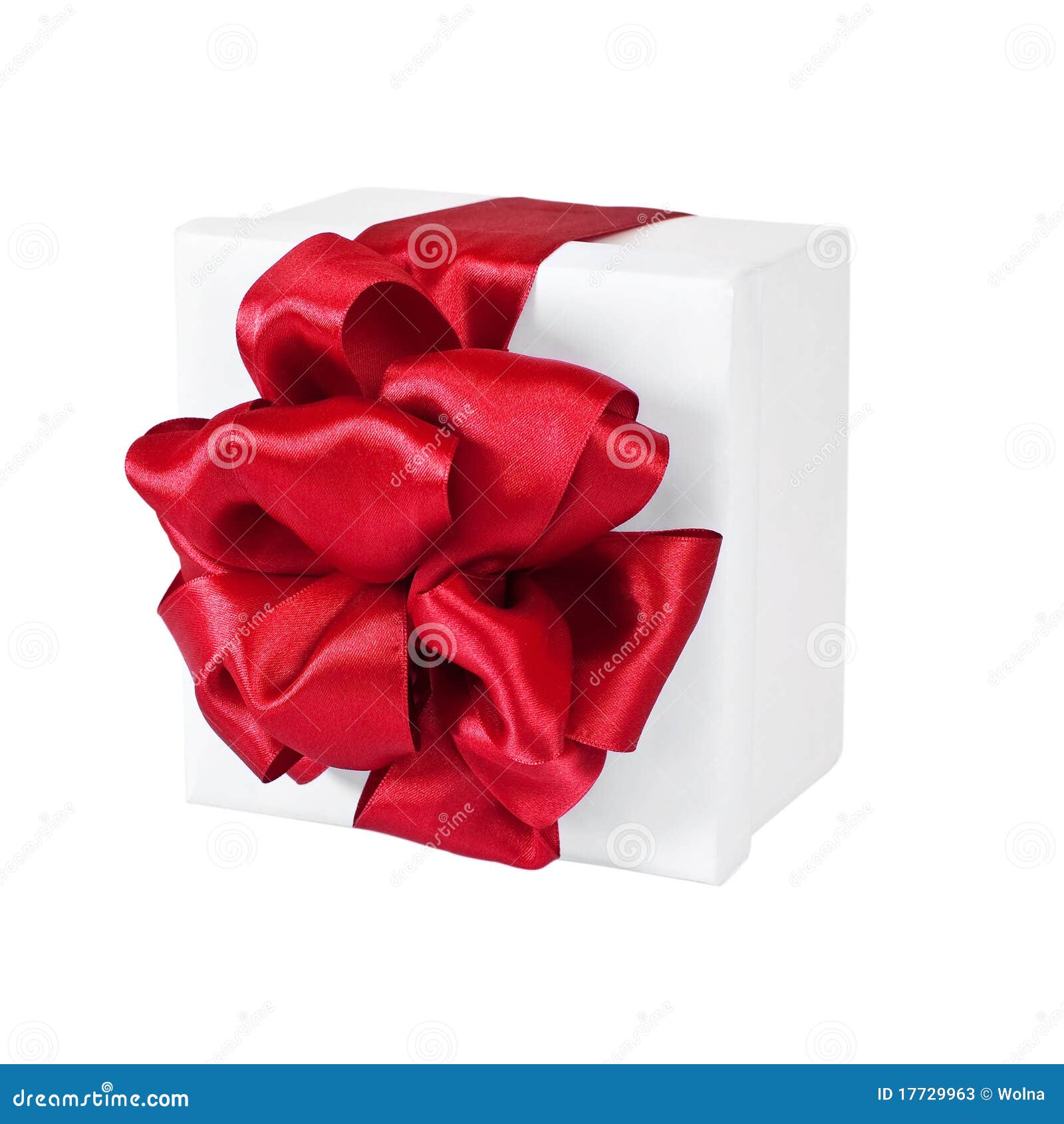 White Gift Box with Red Bow Stock Image - Image of birthday, view: 17729963