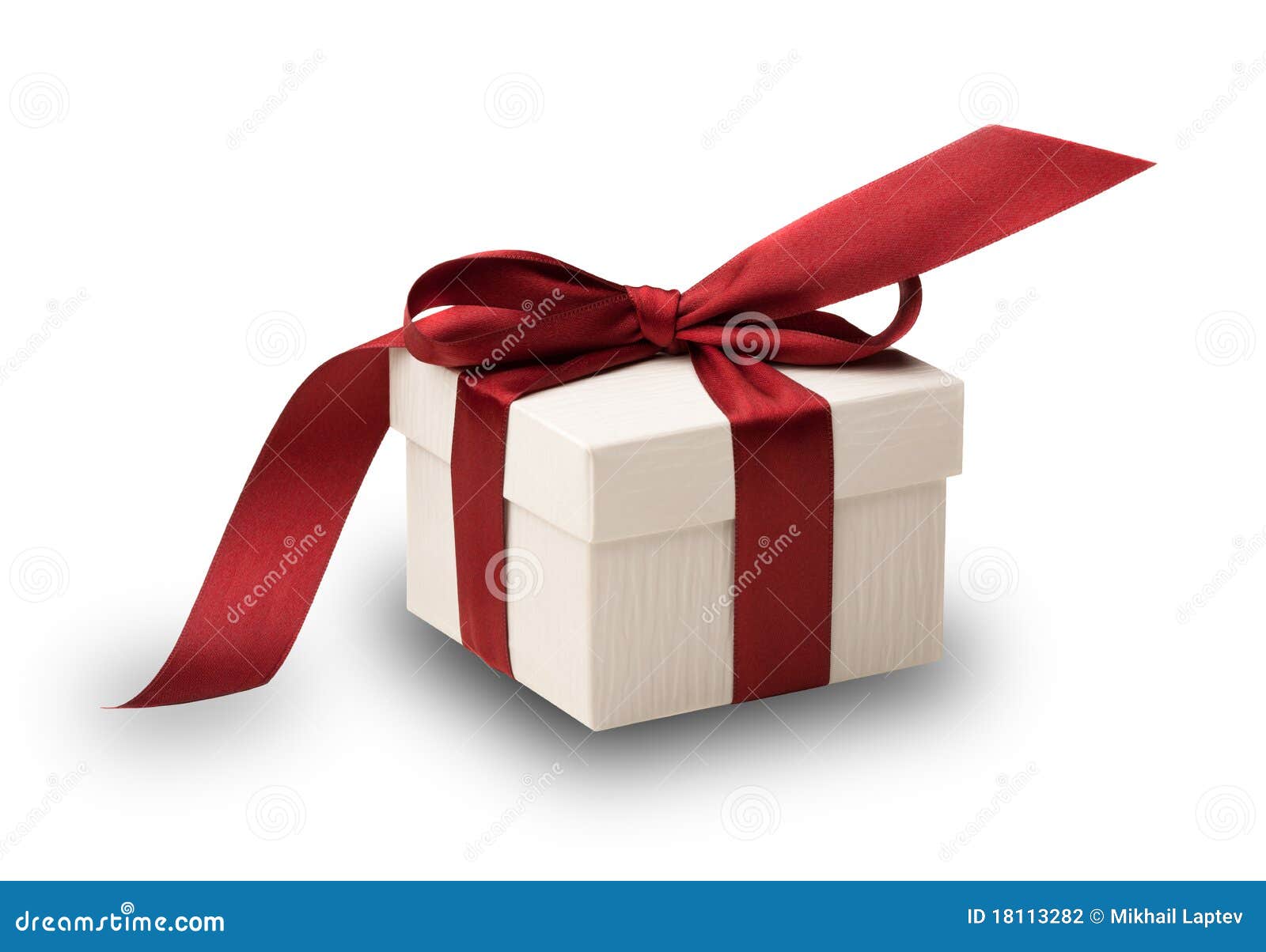 White Gift Box with Red Bow Stock Photo - Image of isolated, wedding ...