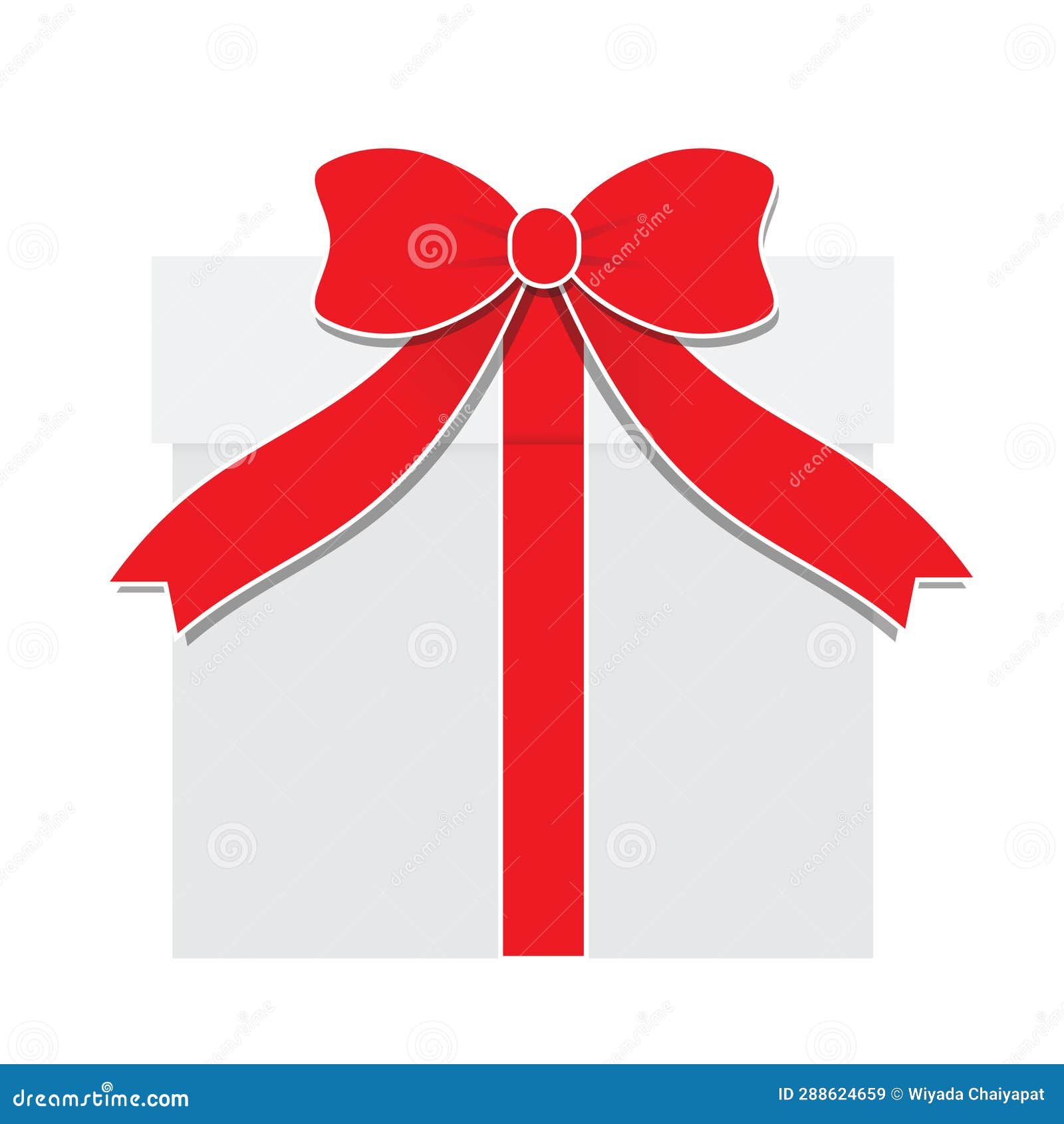 White Gift Box with Red Bow Stock Illustration - Illustration of ...