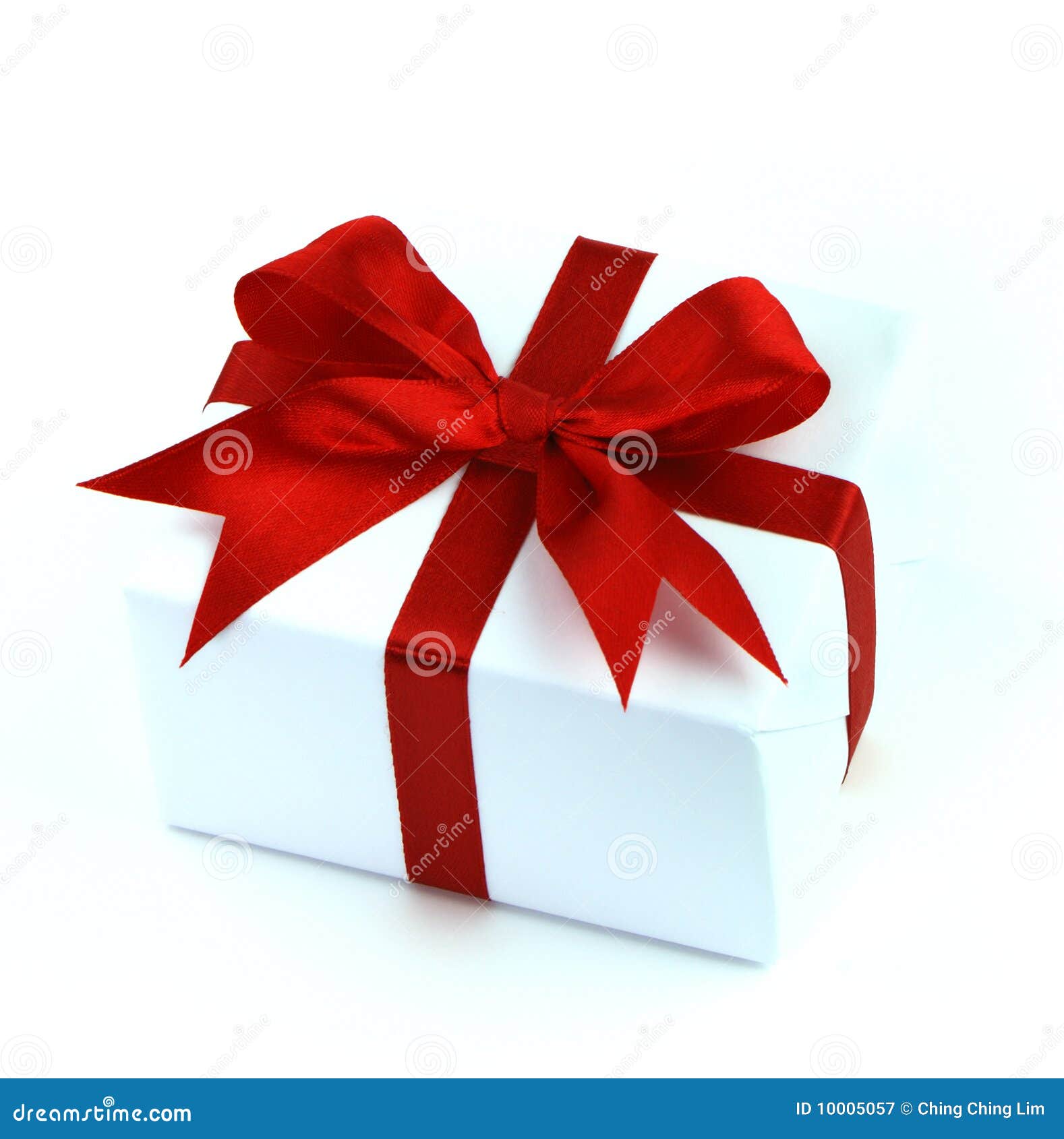 White Gift Box with Red Ribbon Stock Image - Image of holiday ...