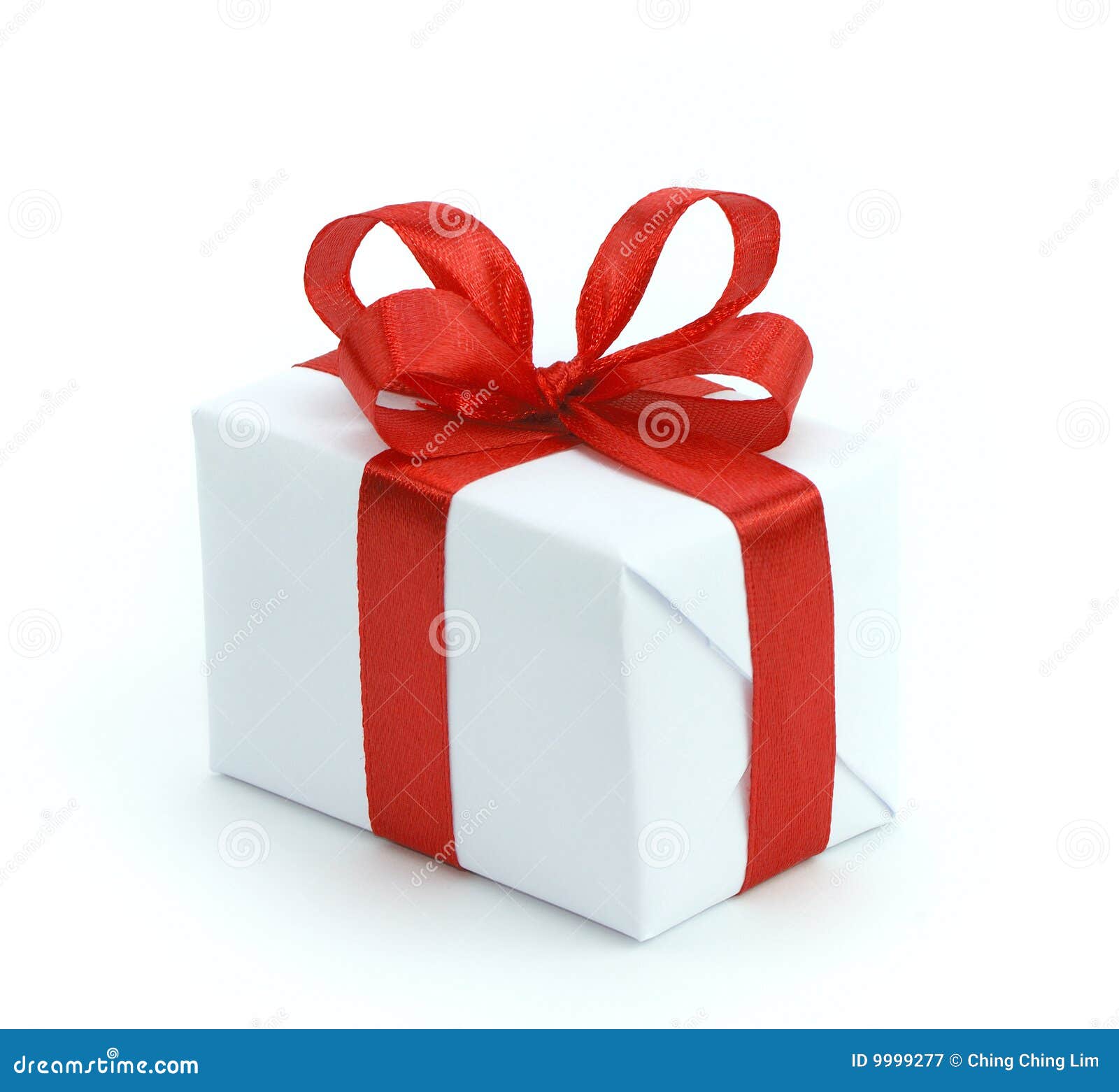White Gift Box with Red Ribbon Stock Image - Image of valentine ...