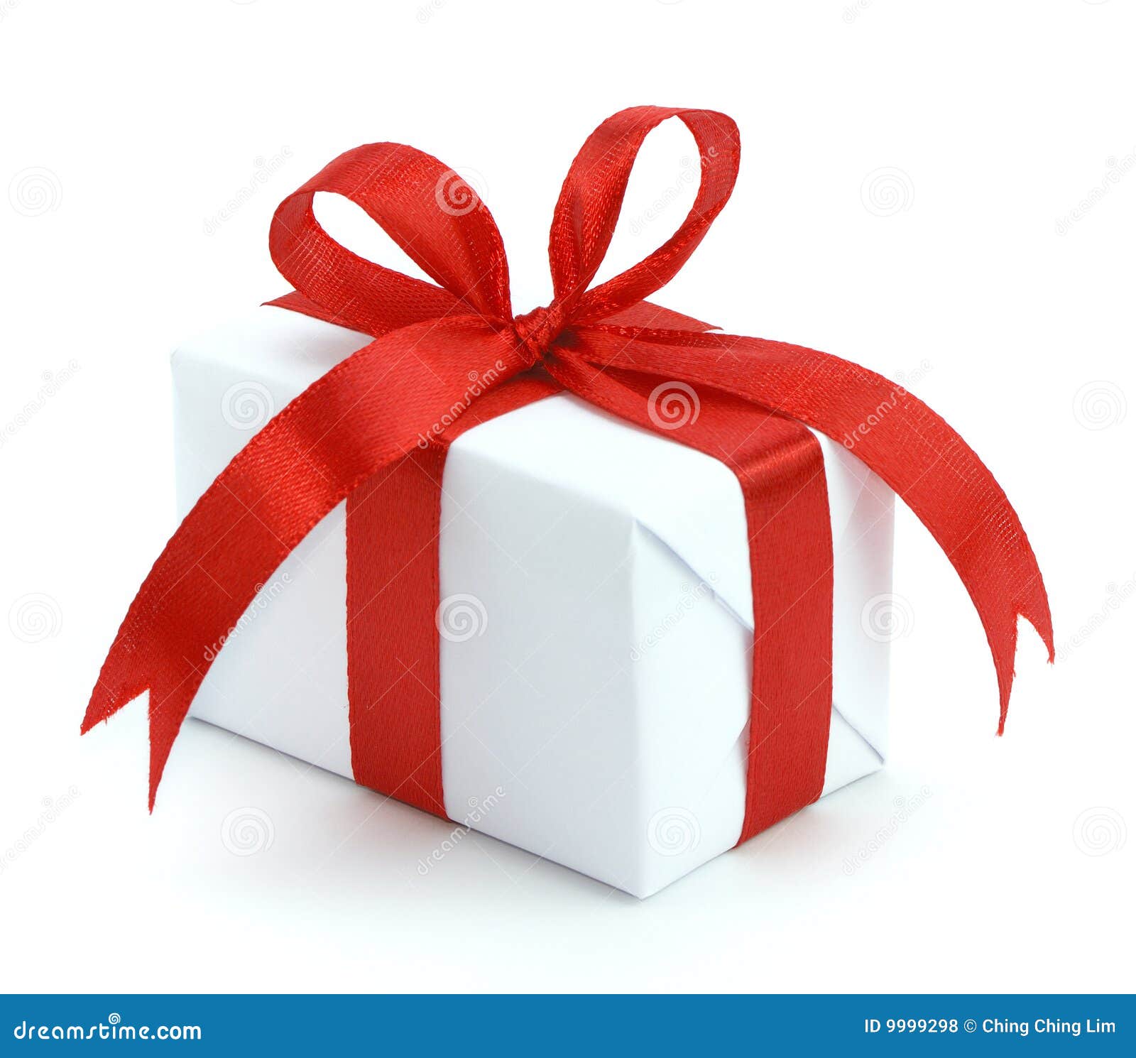 White Gift Box with Red Ribbon Stock Photo - Image of ribbon, celebrate ...