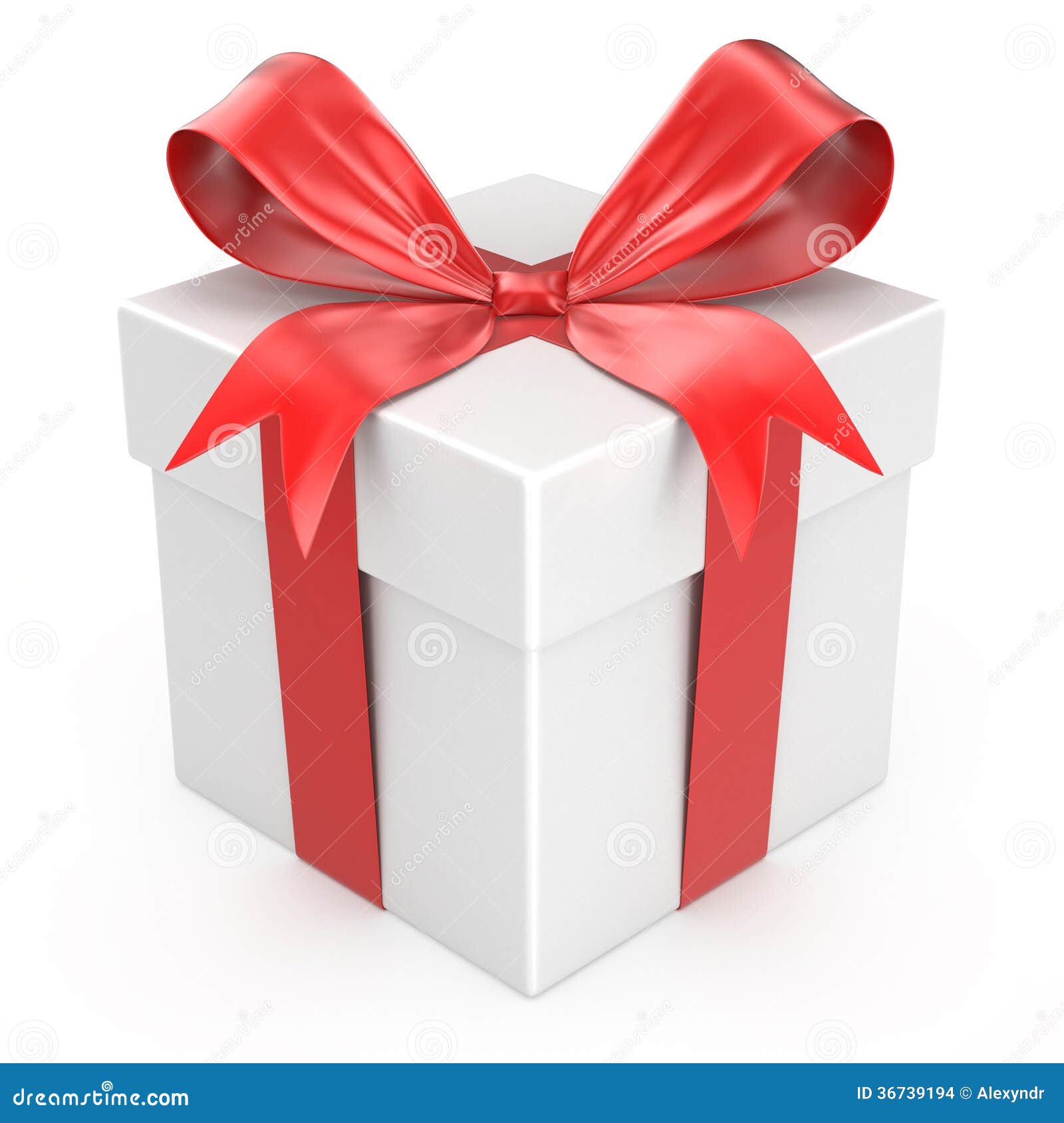 White Gift Box with Red Ribbon Bow Stock Illustration - Illustration of ...