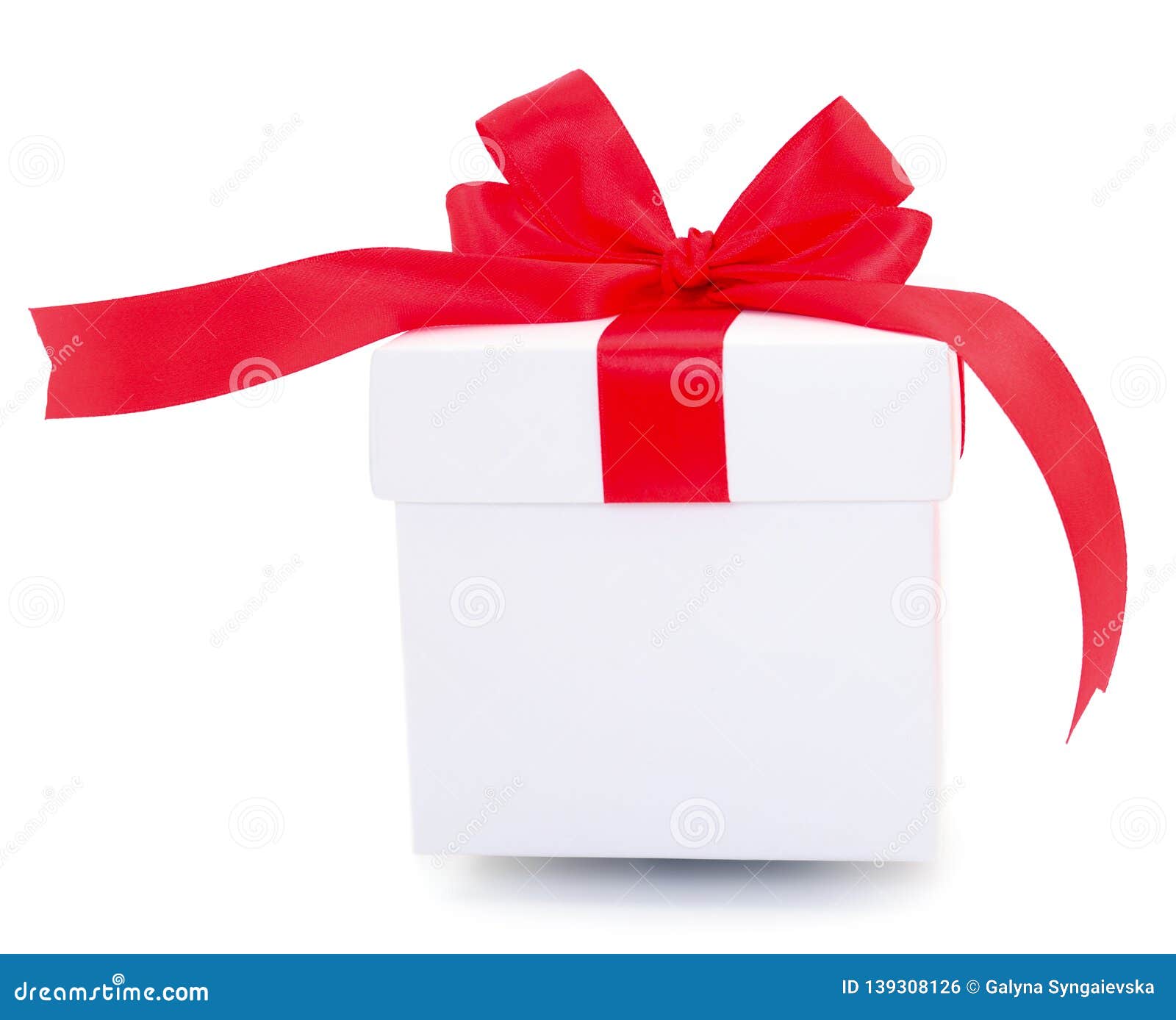 White Gift Box with Red Ribbon Stock Photo - Image of shopping, happy ...