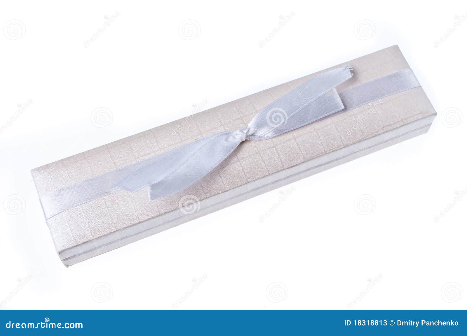 White Gift Box with White Textile Ribbon Stock Image - Image of present ...