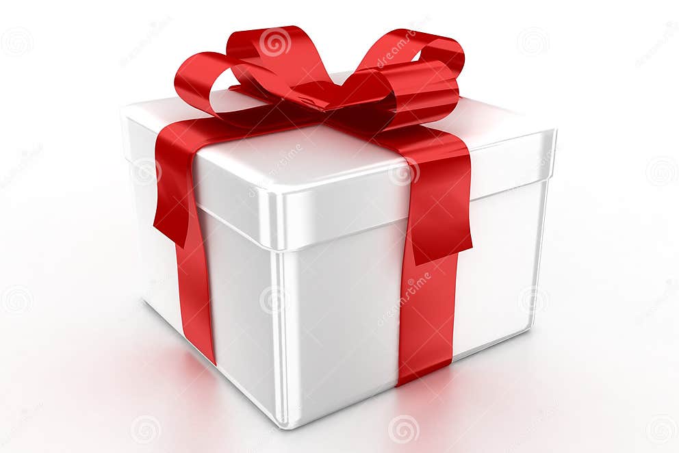 White gift with red ribbon stock illustration. Illustration of yellow ...