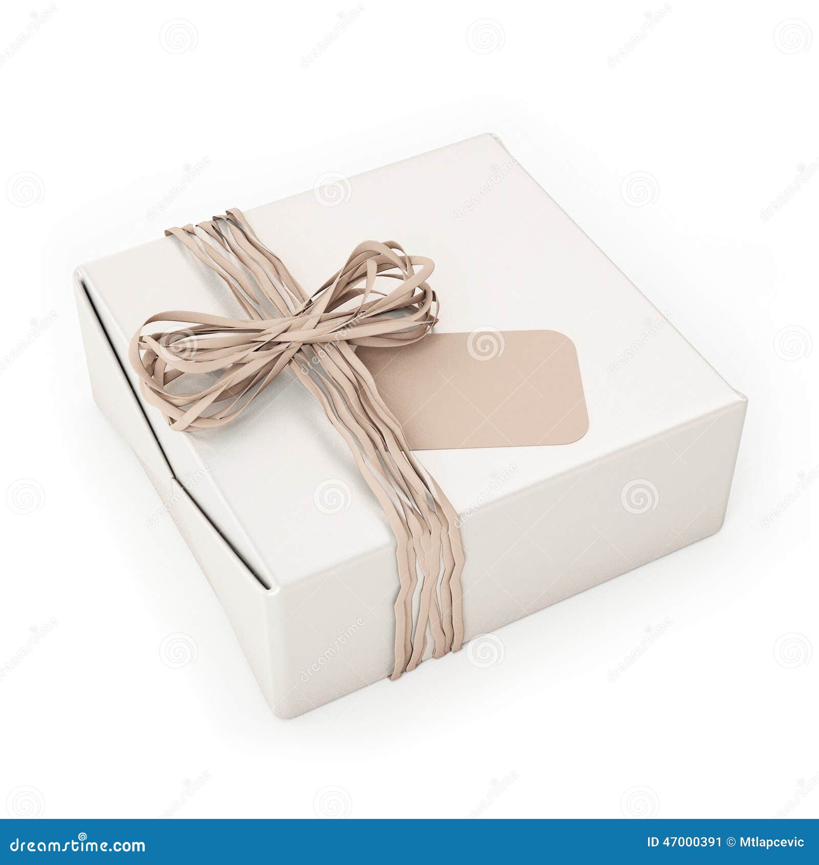 White Gift with Ribbon and Card Isolated on White Background Stock ...