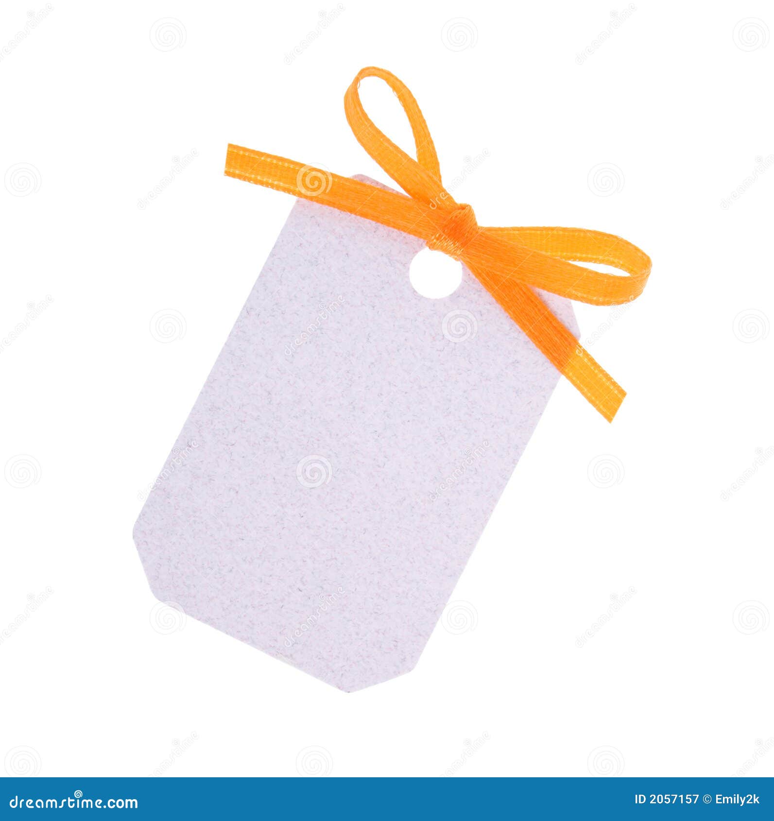 White Gift Tag with Orange Ribbon Bow Stock Image - Image of commercial ...
