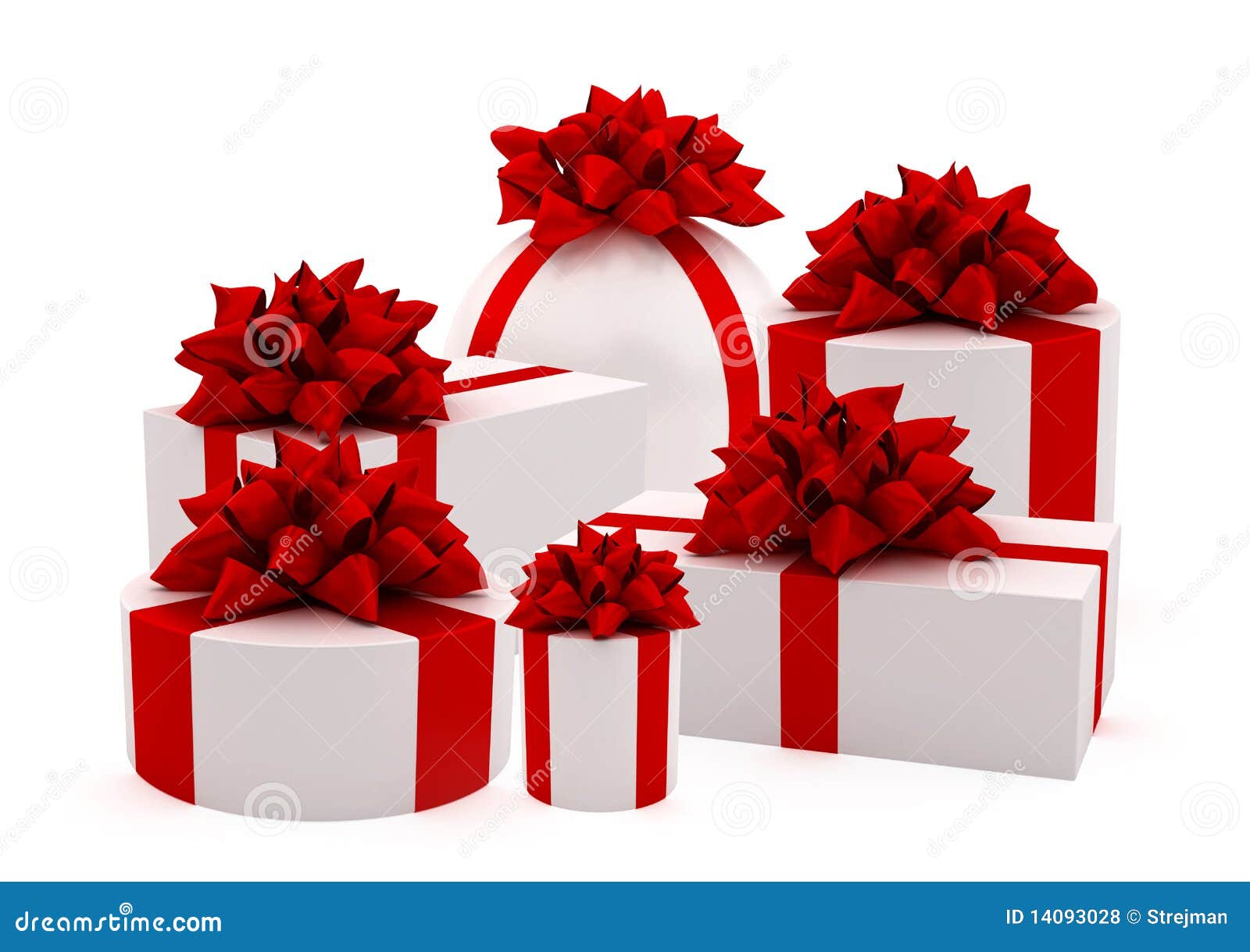 White Gifts with Red Ribbons Stock Illustration - Illustration of gift ...