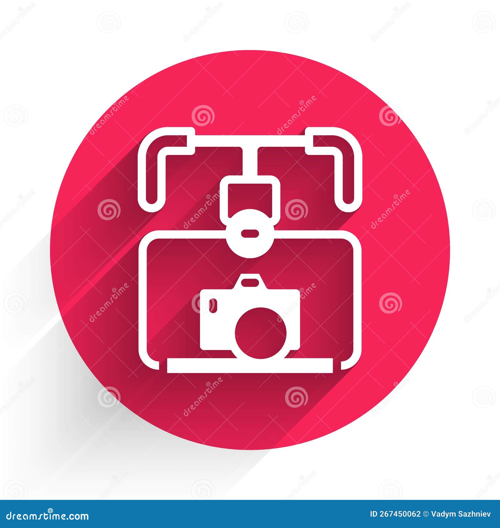 White Gimbal Stabilizer with DSLR Camera Icon Isolated with Long Shadow ...