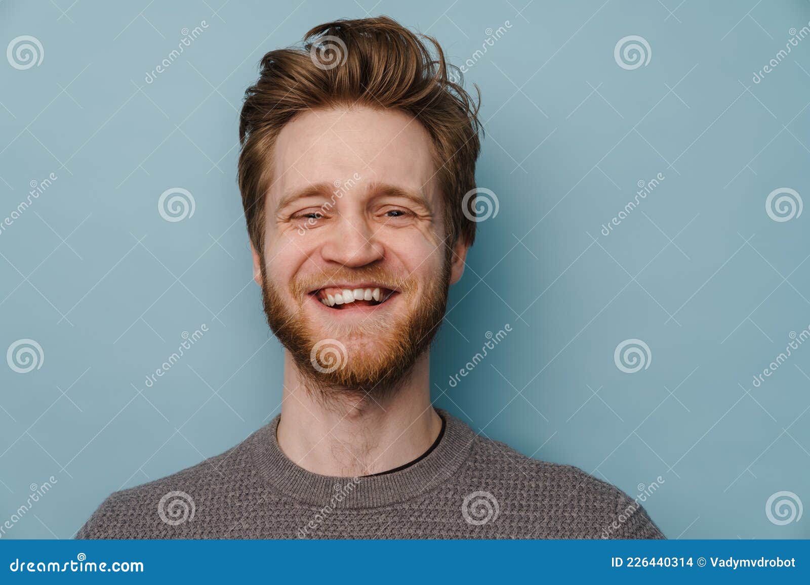 White Ginger Man with Beard Laughing and Looking at Camera Stock Photo ...