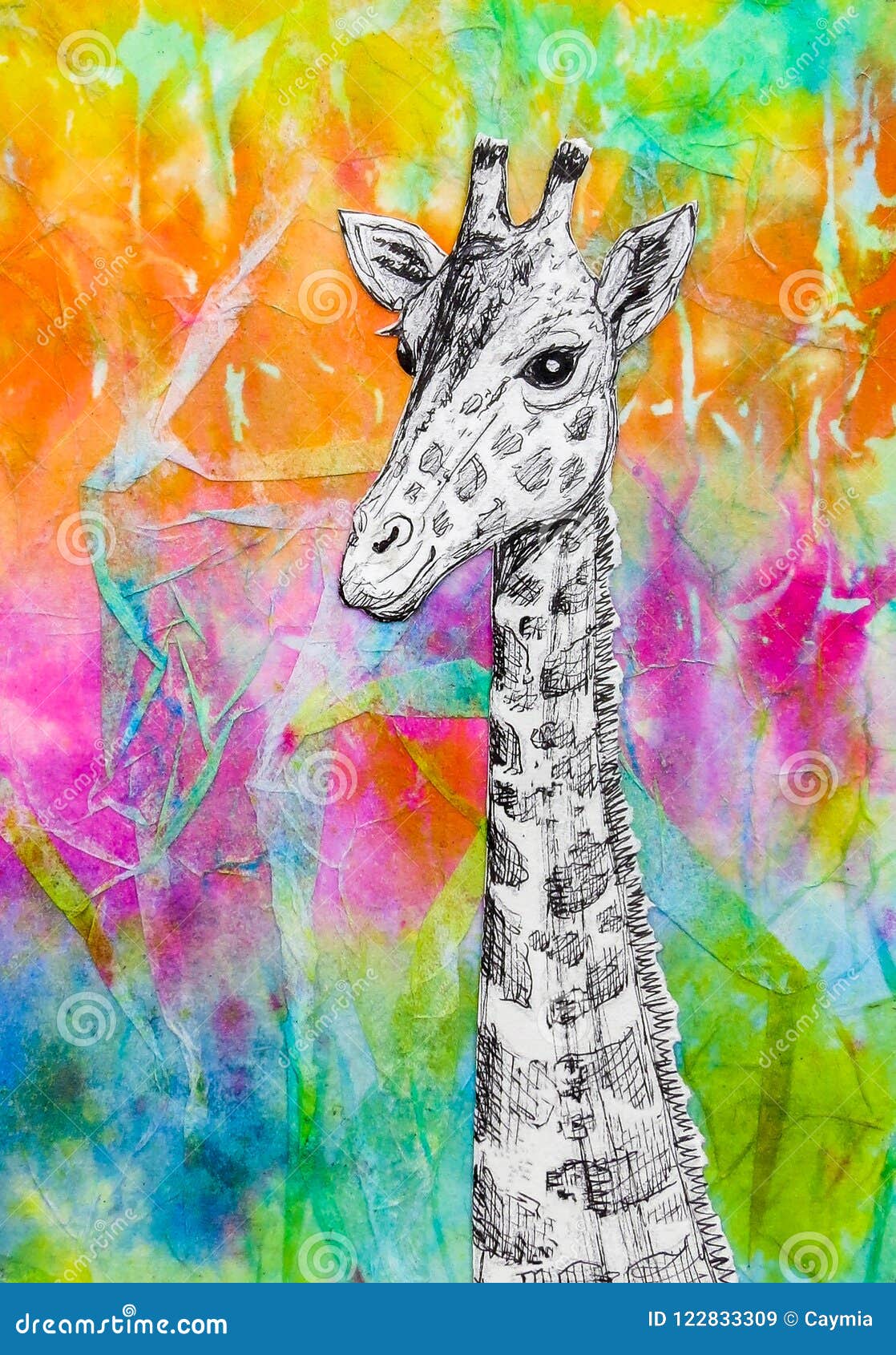 Giraffe Drawing With Bit Of Watercolour Royalty-Free Stock Image ...