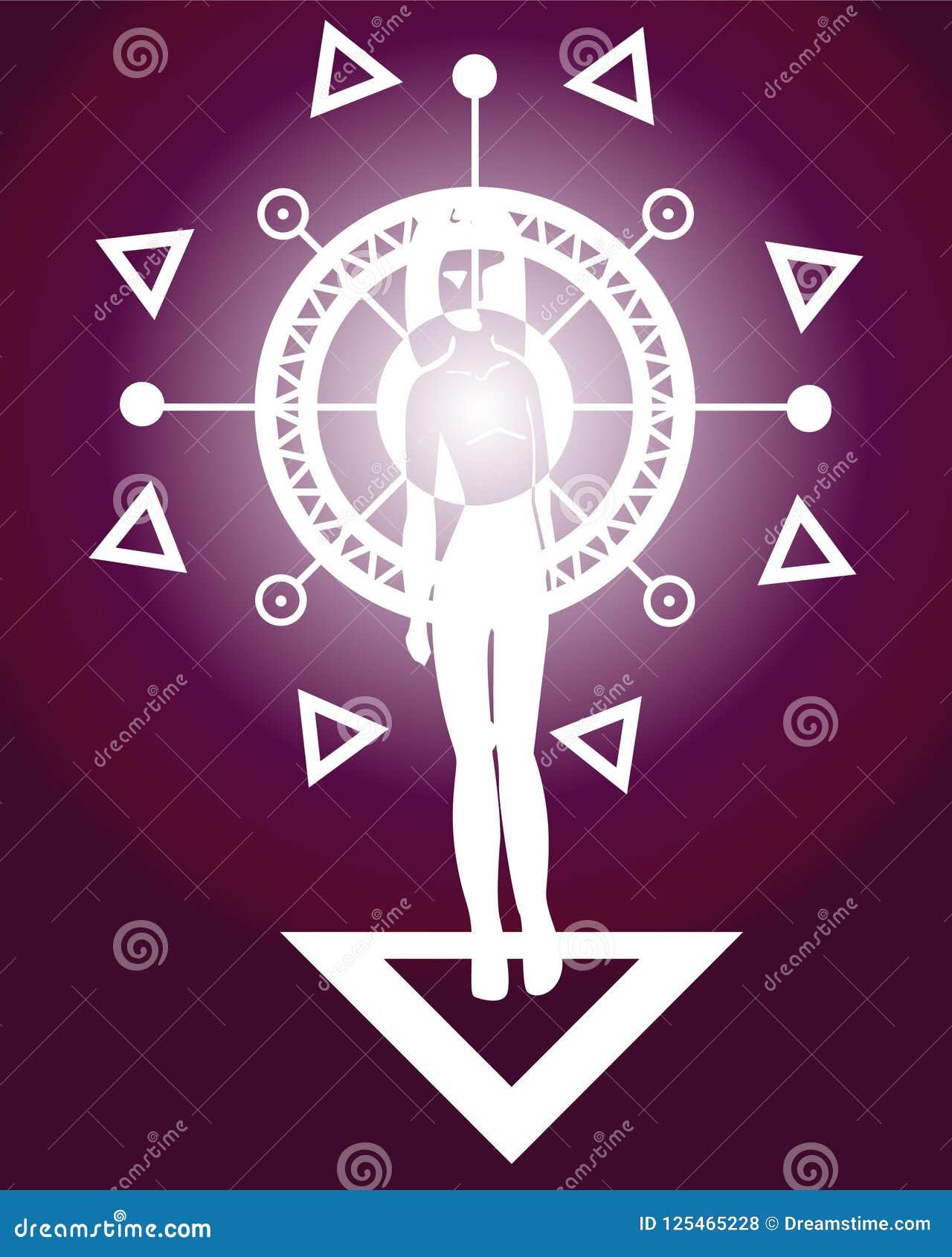White Girl on the Triangle on the Violet Background. Stock Vector ...