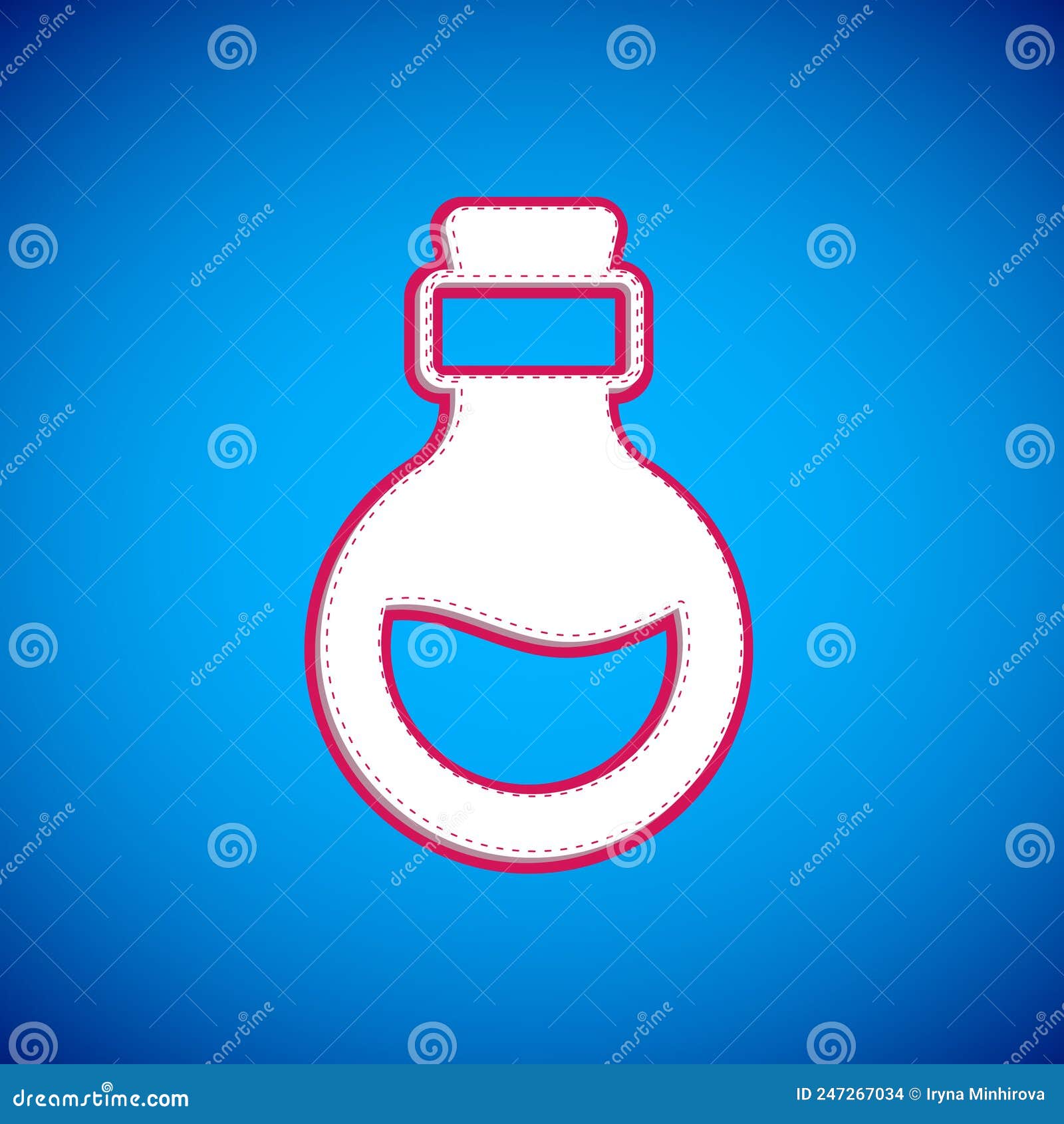 White Glass Bottle with Magic Elixir Icon Isolated on Blue Background ...