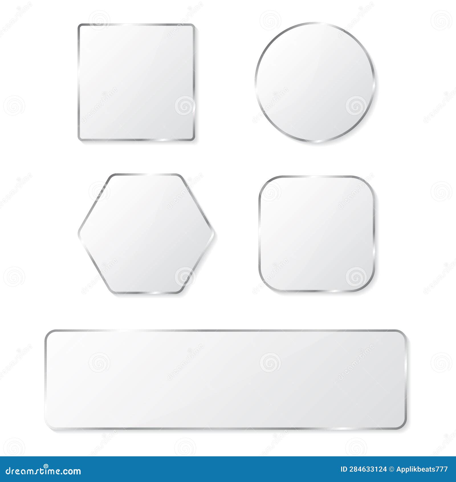 White Glass Buttons with Chrome Frame. Vector Illustration Stock Vector ...