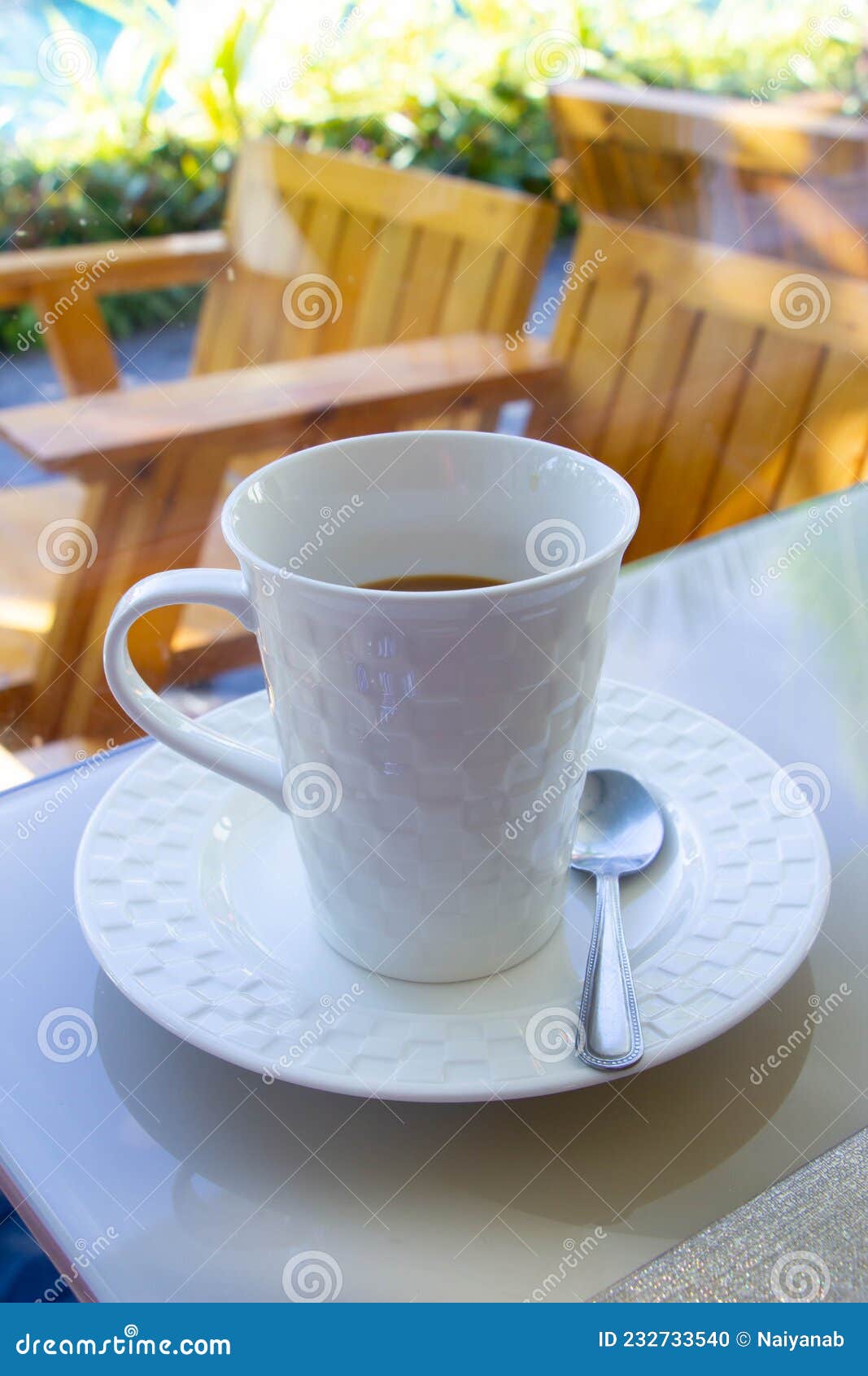 White Glass of Coffee in Coffee Shop Stock Photo - Image of table ...