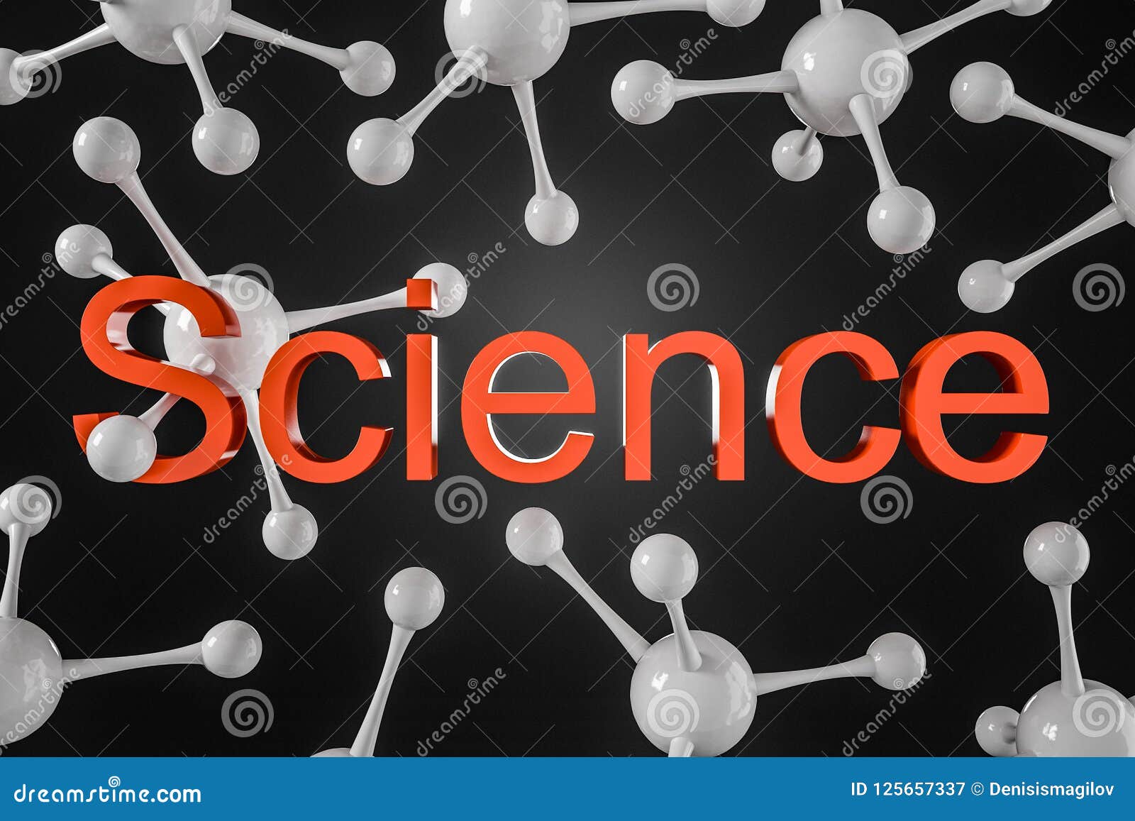 White Glossy Molecules Over Black Red Science Word Stock Illustration ...