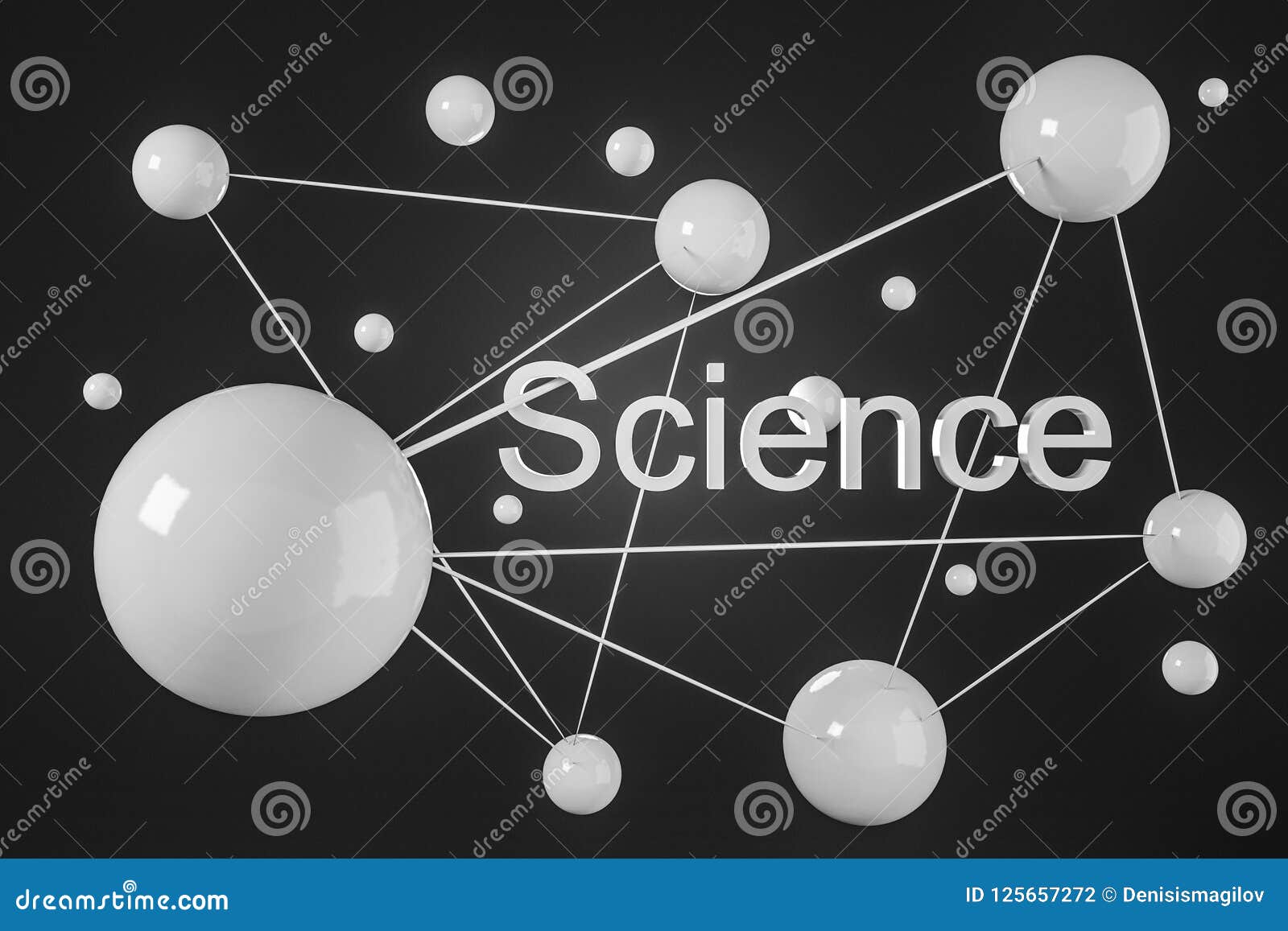 White Glossy Molecules Over Black, Word Science Stock Illustration ...