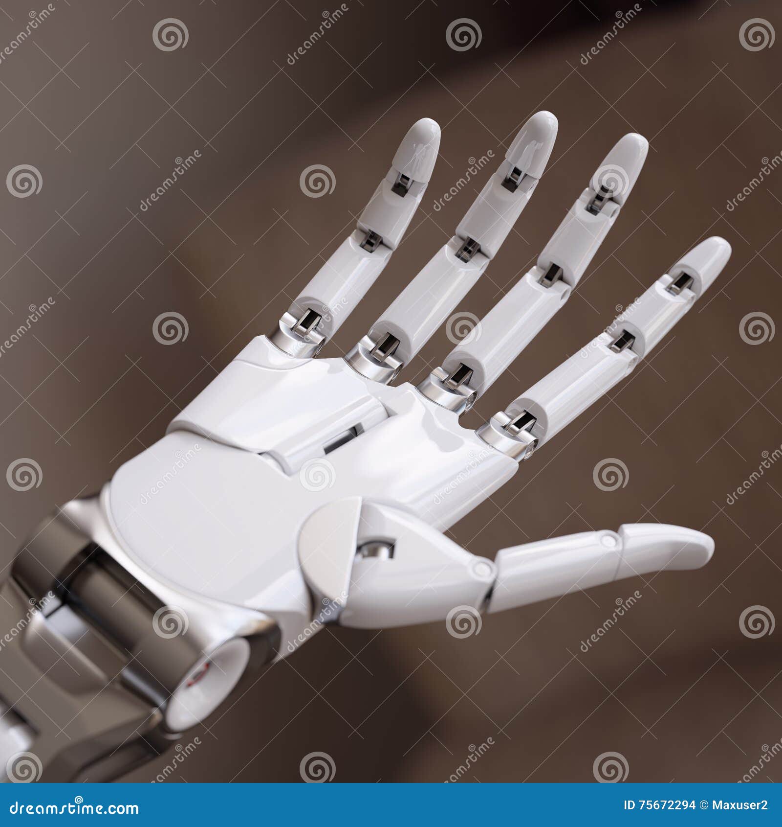 White Glossy Robot Hand Close Up 3d Illustration Stock Illustration ...