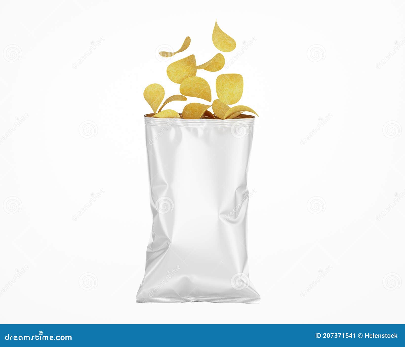 White Glossy Snack Package Mockup Stock Illustration - Illustration of ...
