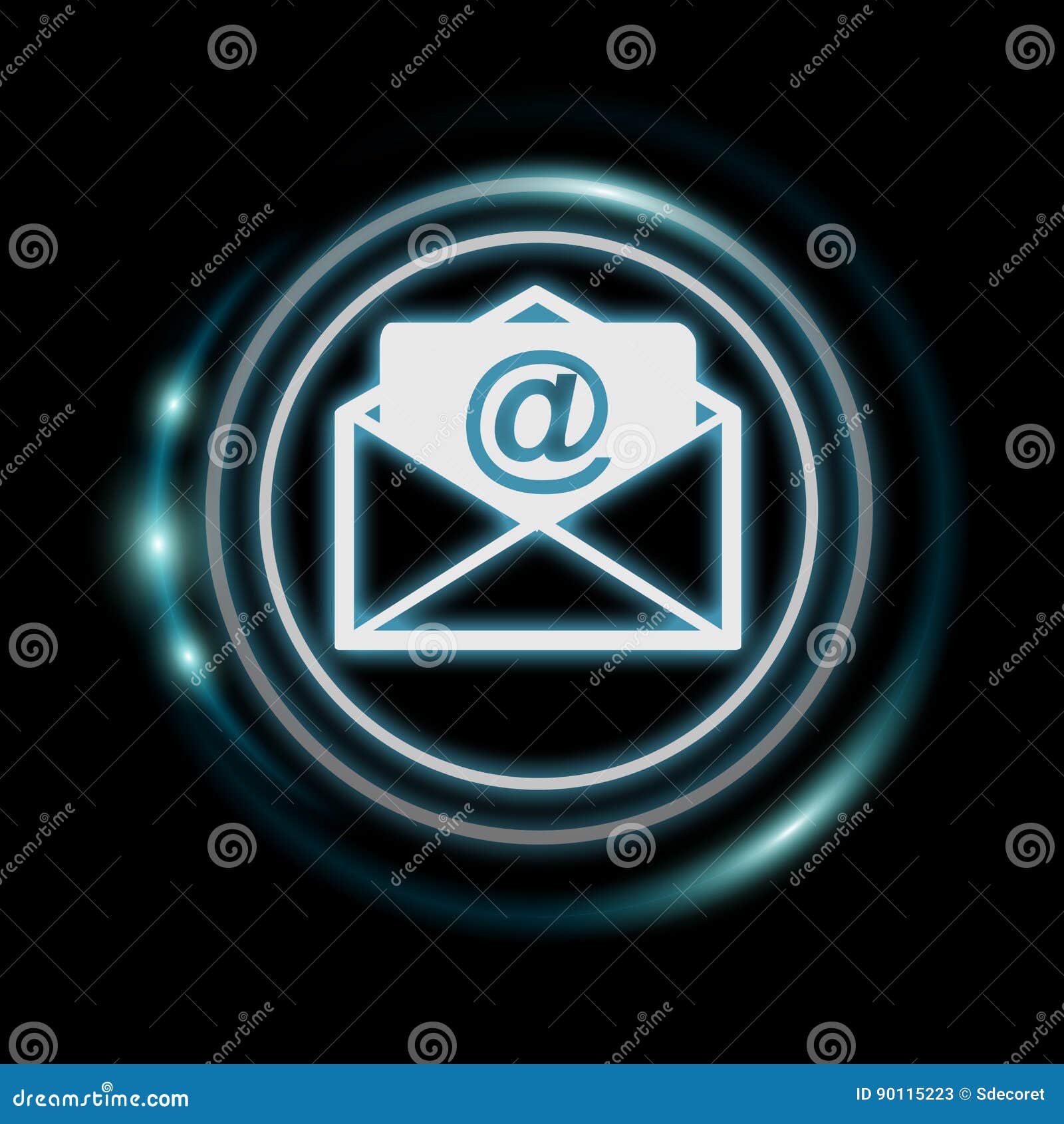 White and Glowing Blue Email Icon 3D Rendering Stock Illustration ...