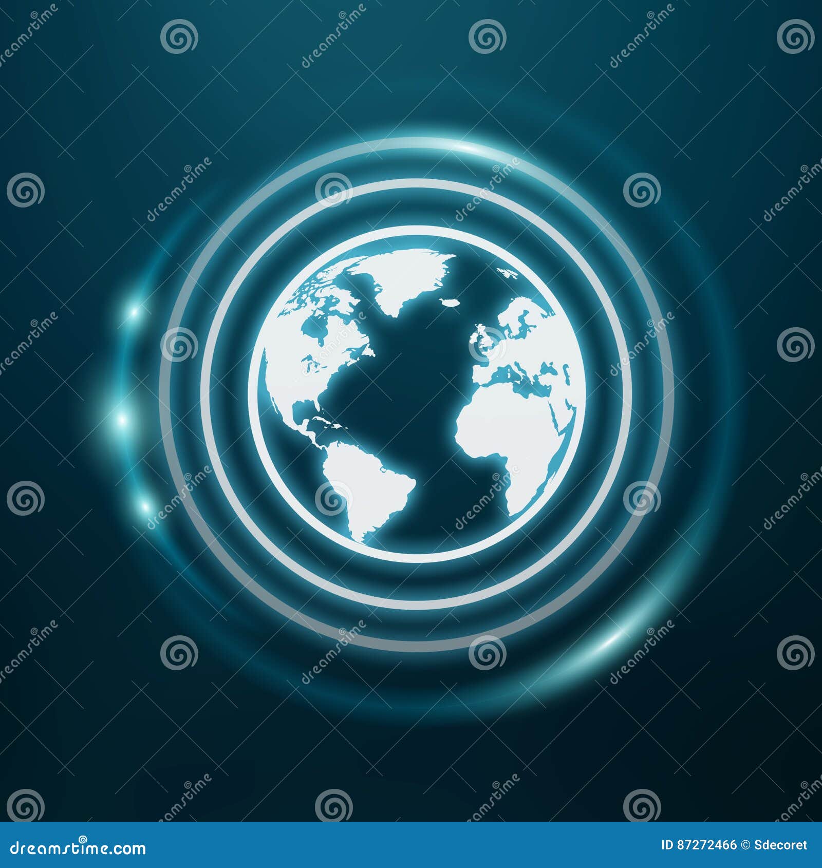 White and Glowing Blue Internet Icon 3D Rendering Stock Illustration ...