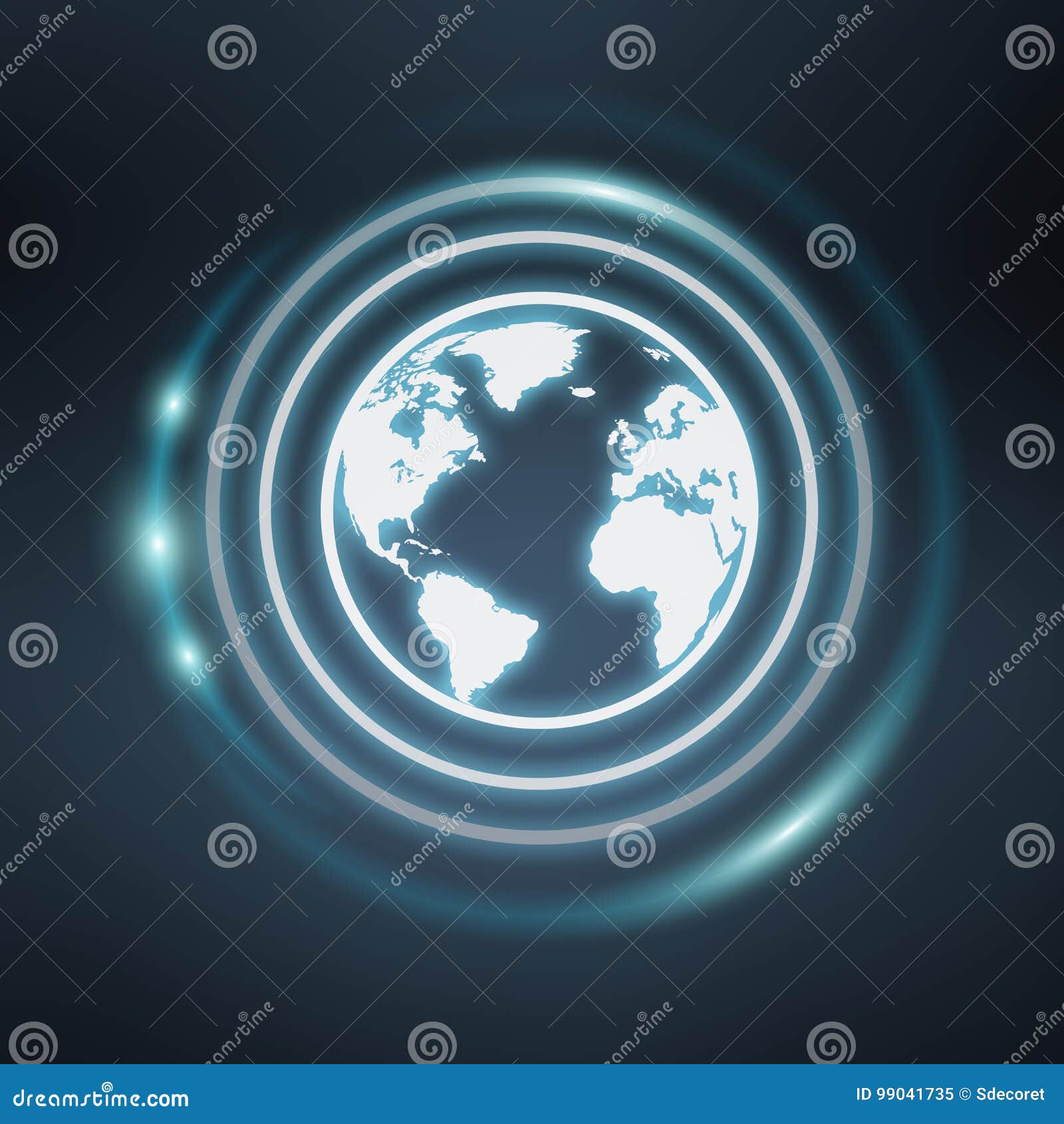 White and Glowing Blue Internet Icon 3D Rendering Stock Illustration ...