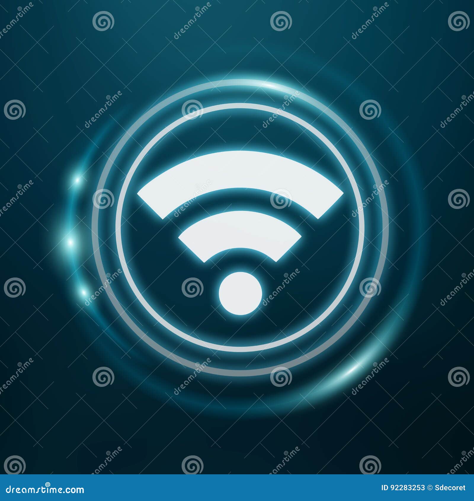 White and Glowing Blue Wifi Icon 3D Rendering Stock Illustration ...