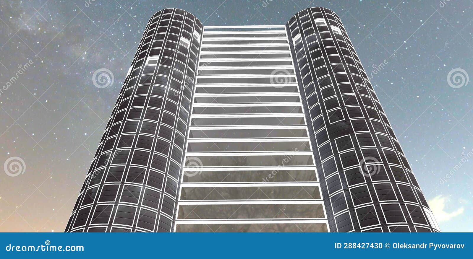 White Glowing Facade Elements Of The Newly Built Modern Skyscraper ...