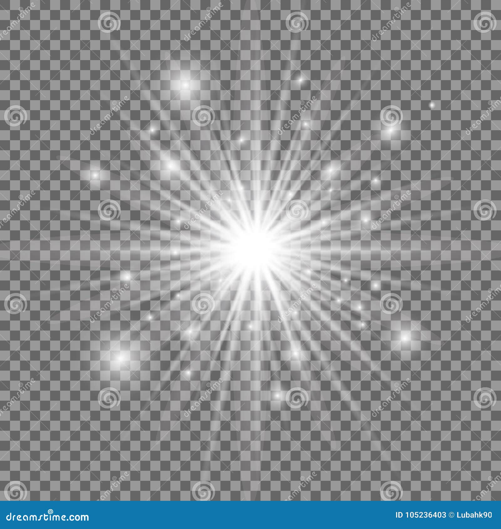 White Glowing Light Explosion with Transparent Background. Vector ...