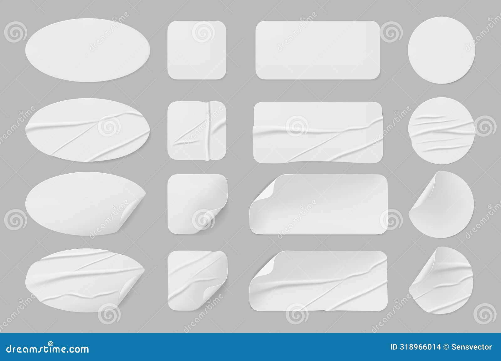 White Glued Crumpled Stickers Or Labels Stock Photography ...