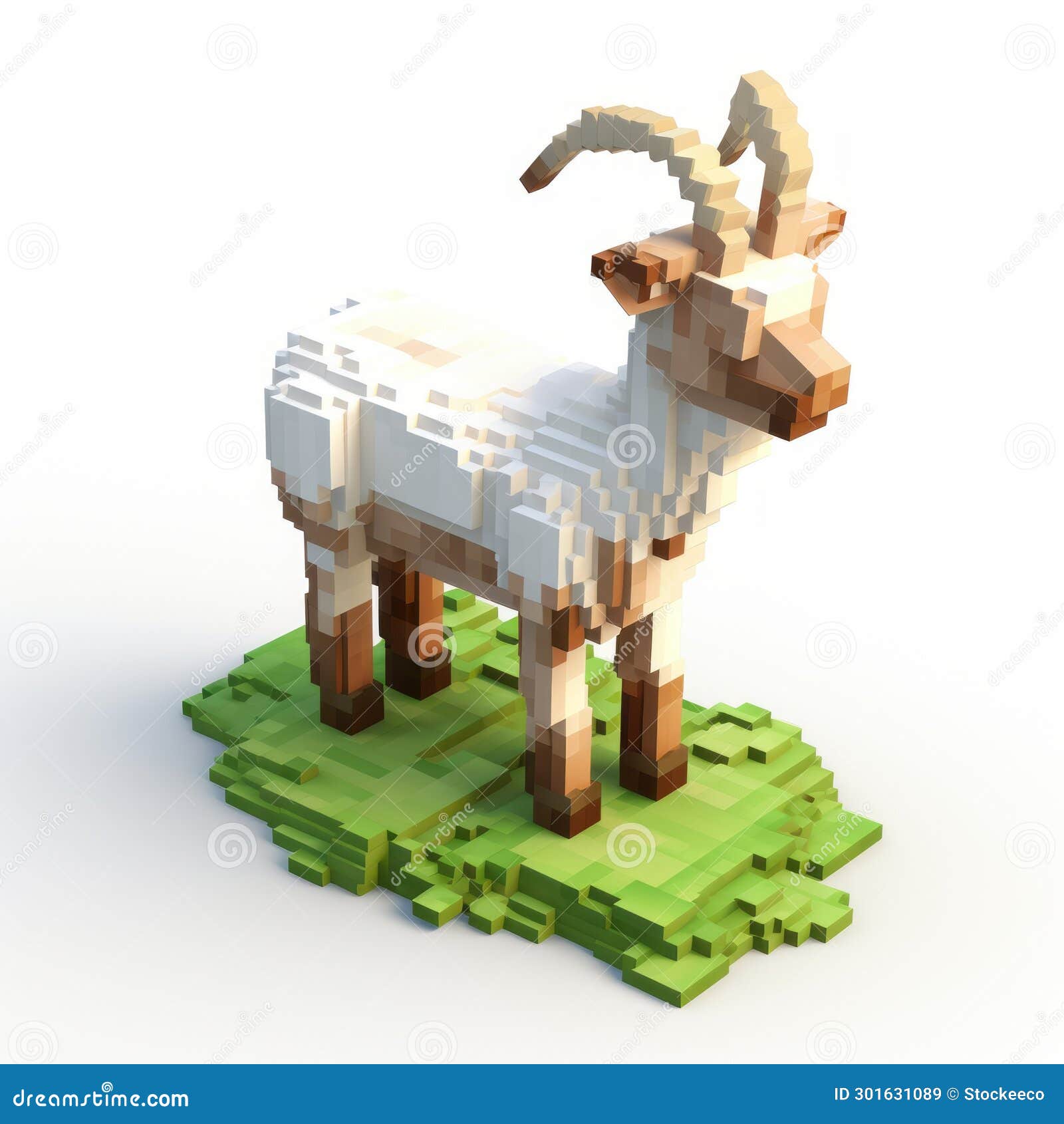 Voxel Art Goat Head With Mechanized Forms And Vibrant Colors Royalty ...