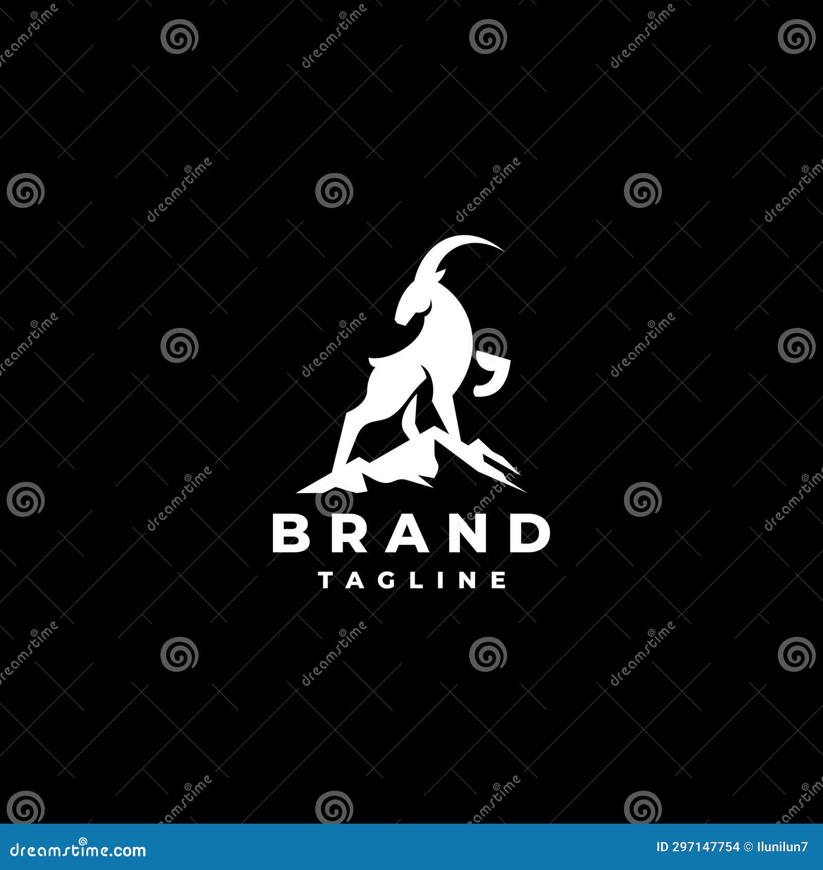 White Goat on the Mountain Logo Design Stock Illustration ...