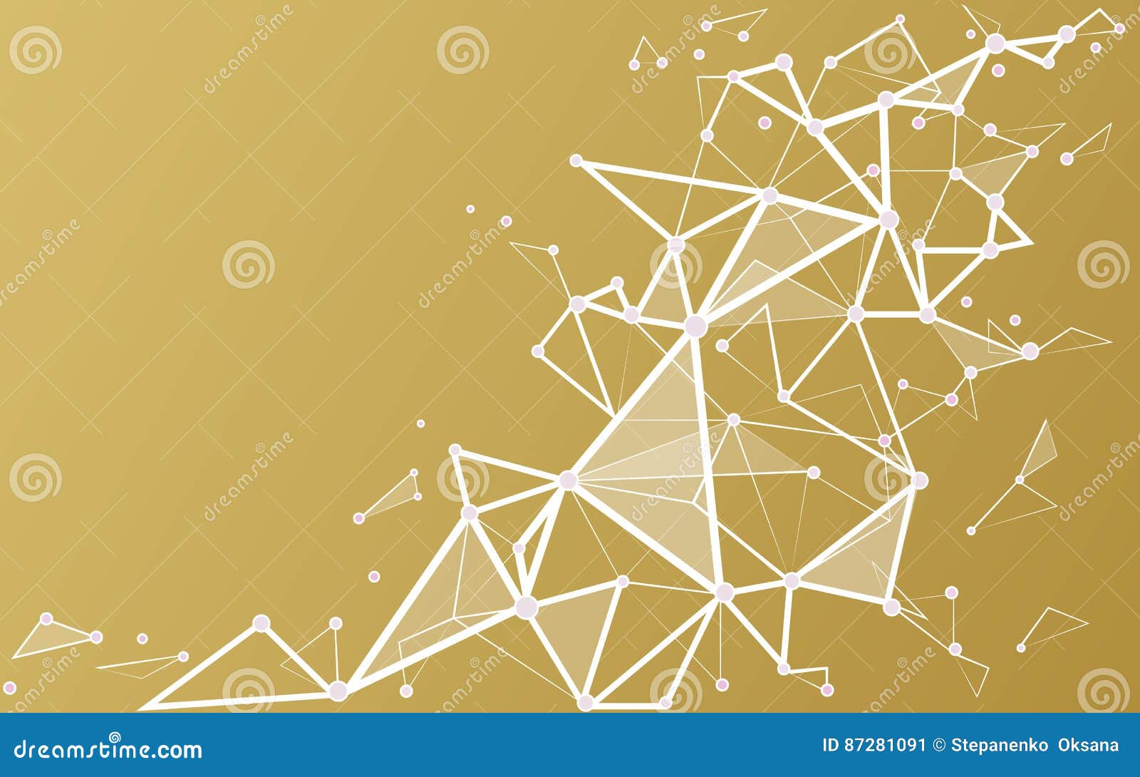 White Gold Background With Connecting Dots And Lines Stock Vector Illustration Of Abstract