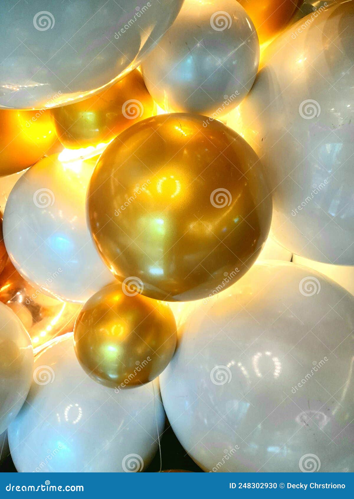 White and Gold Balloons or Spheres Stock Photo - Image of light, bright ...