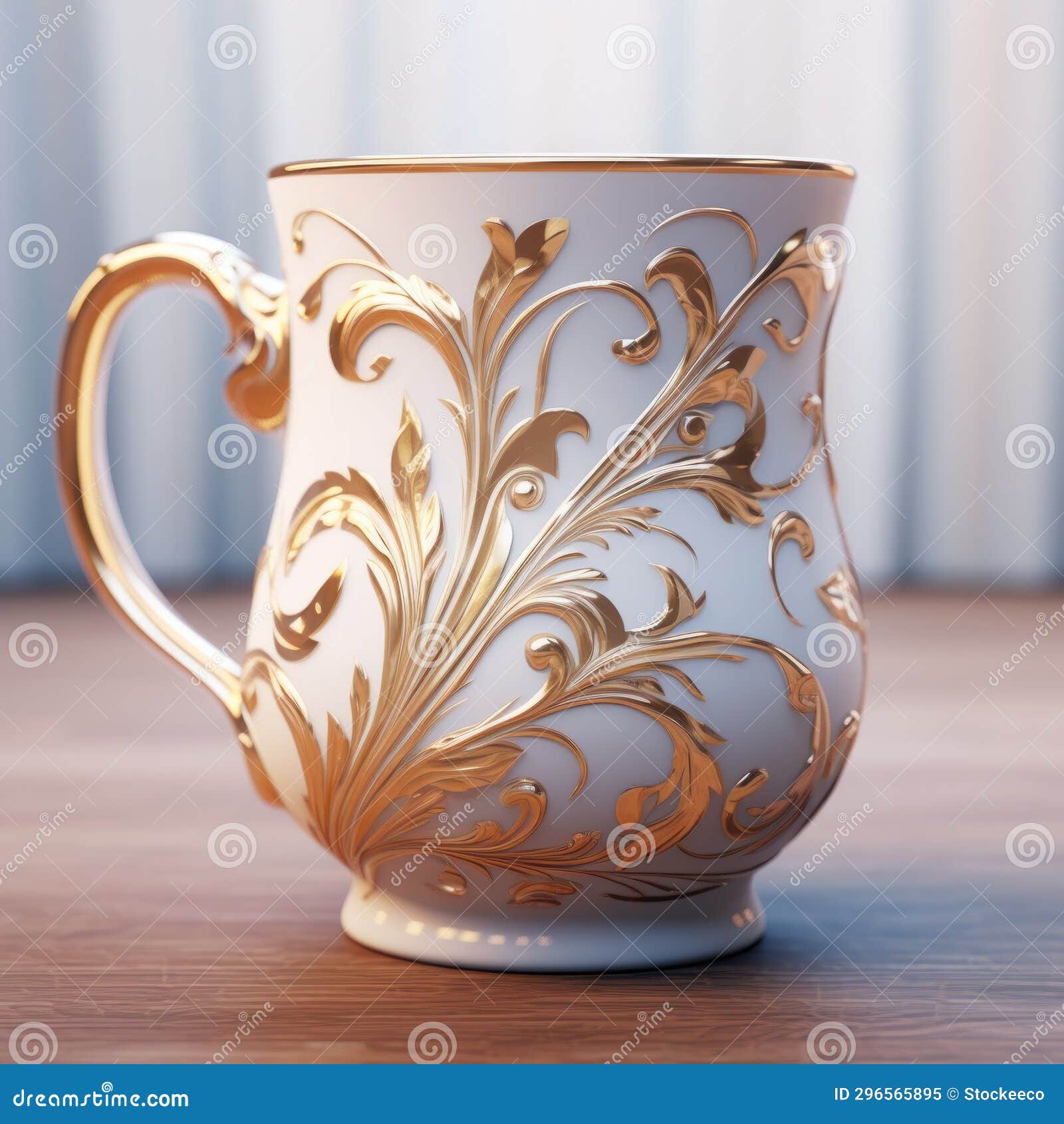 Intricate Foliage 3d Mug with Gold Trim - Realistic Attention To Detail ...