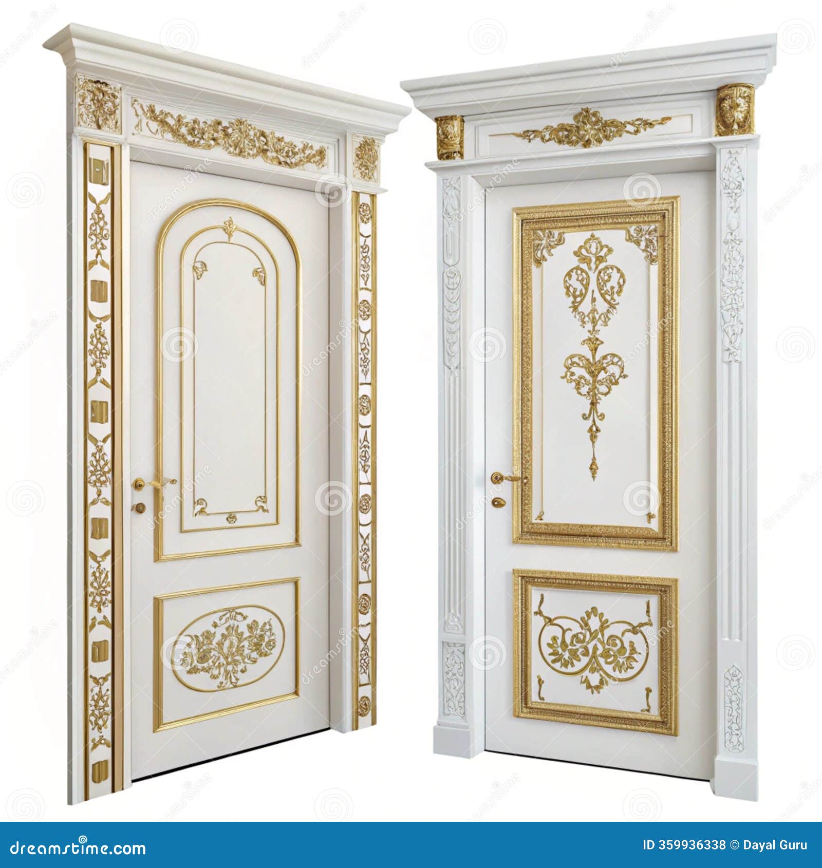 White and Gold Doors on White Background Stock Illustration ...