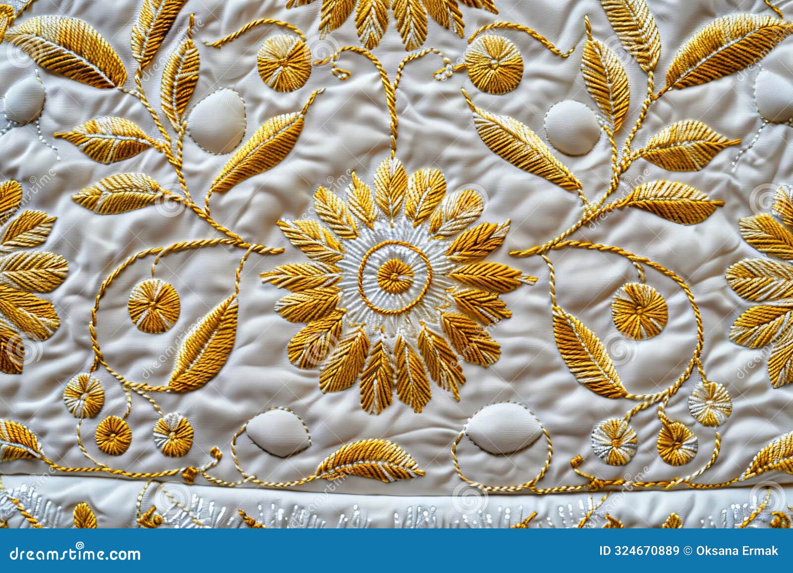 White and Gold Embroidery Texture Background, Abstract Embroidered ...