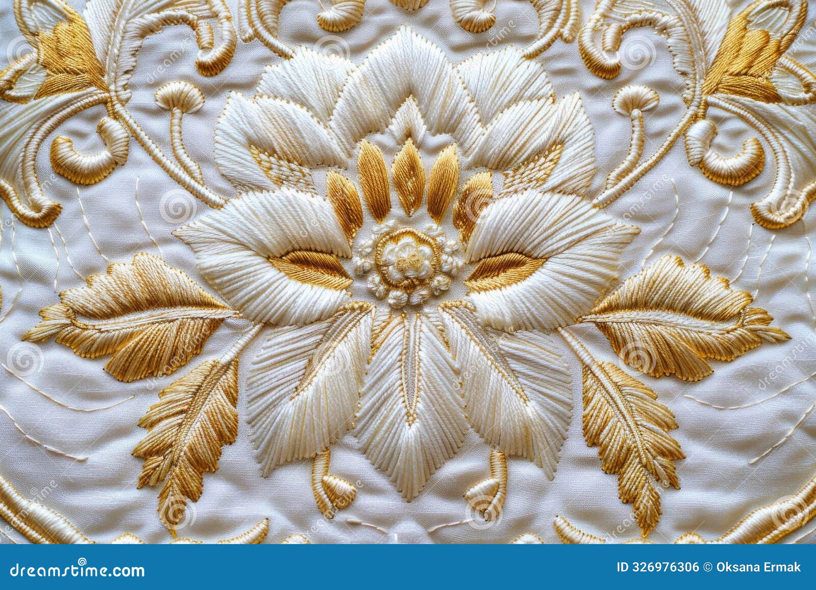 White and Gold Embroidery Texture Background, Abstract Embroidered ...