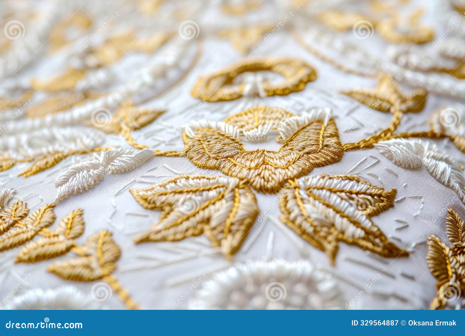 White and Gold Embroidery Texture Background, Abstract Embroidered ...