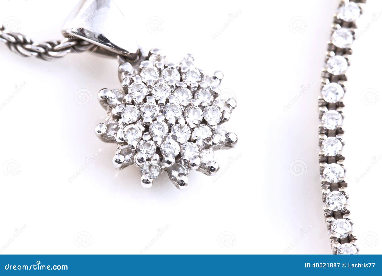 White Gold Necklace with Diamond Pendant Stock Image - Image of jewel ...