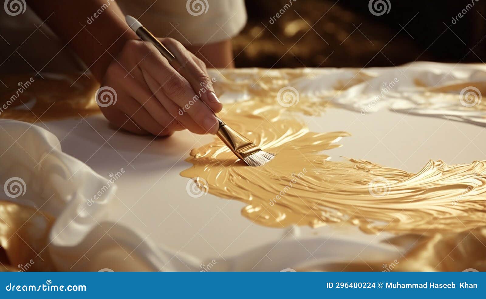 White and Gold Paste Construction and Oil Painting Stock Illustration ...