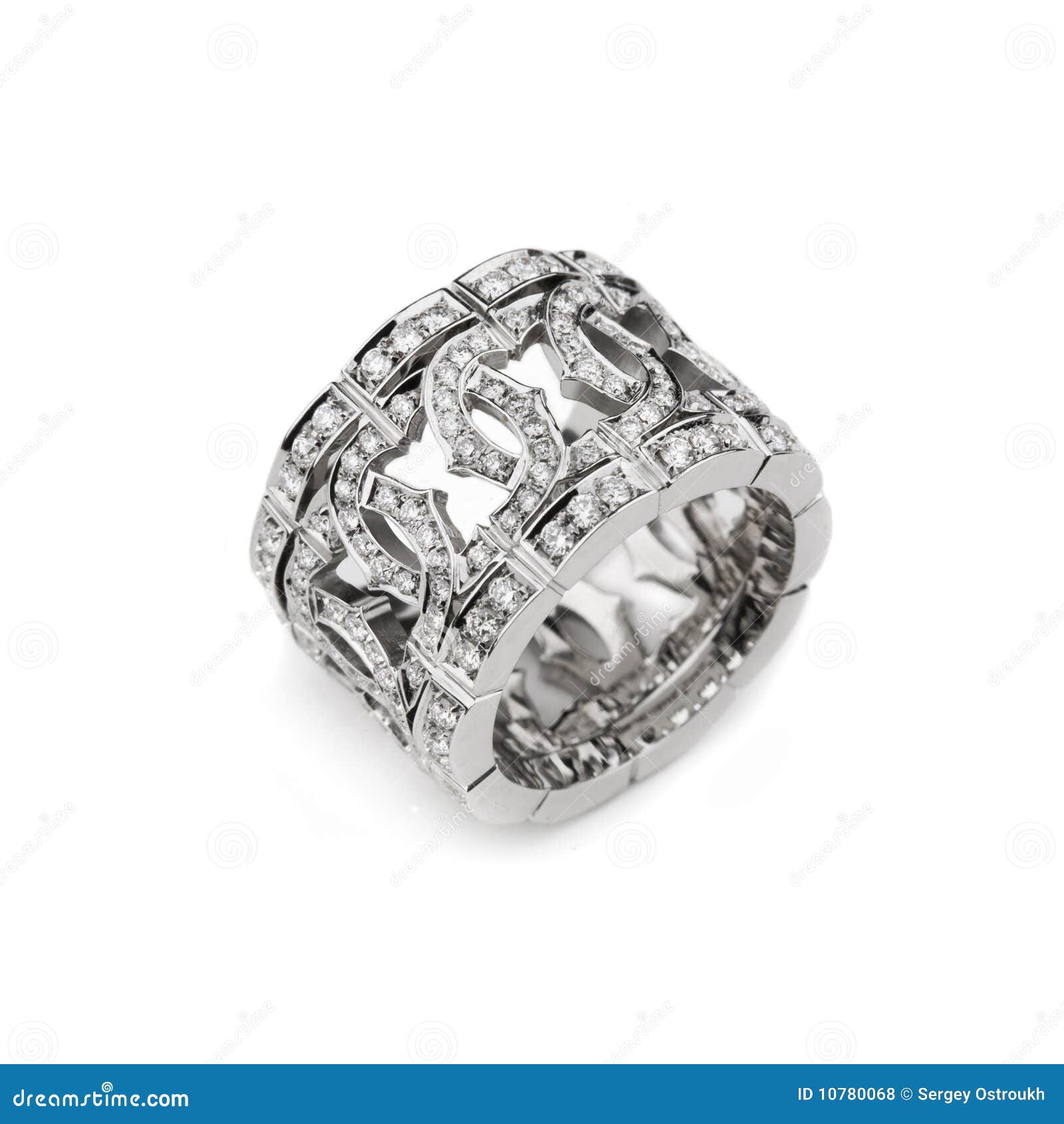 White Gold Pattern Ring with White Diamonds for Gi Stock Photo - Image ...
