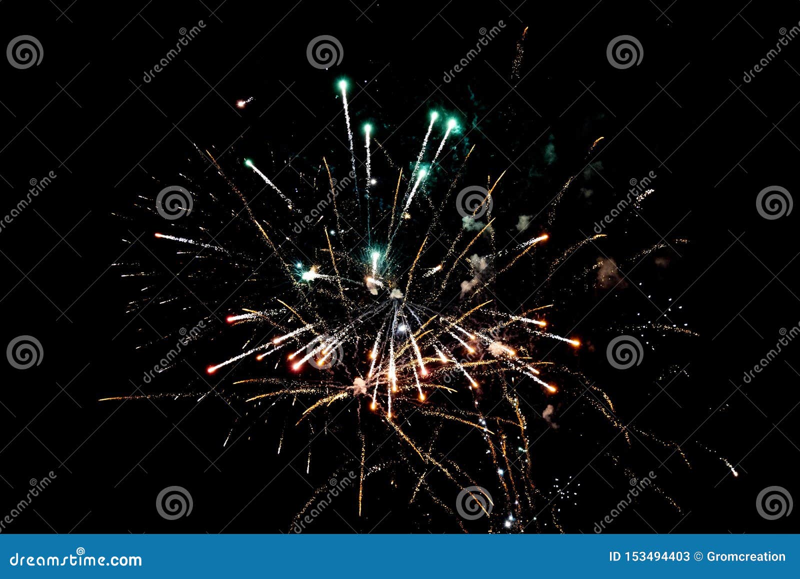 White Gold Pyrotechnic Fireworks in the Night Stock Image - Image of ...